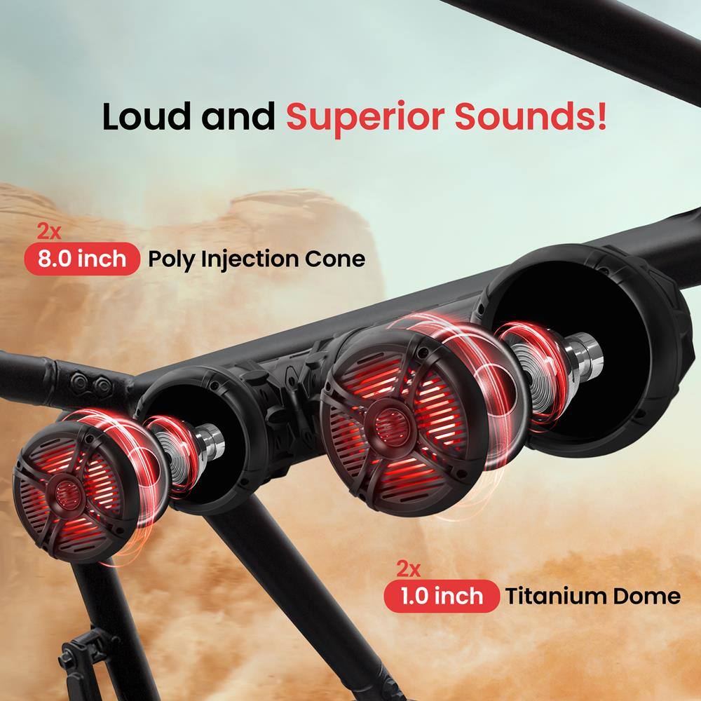 Pyle Marine ATV Powered Speakers 4.0 Wireless Bluetooth, 1000Watt ...
