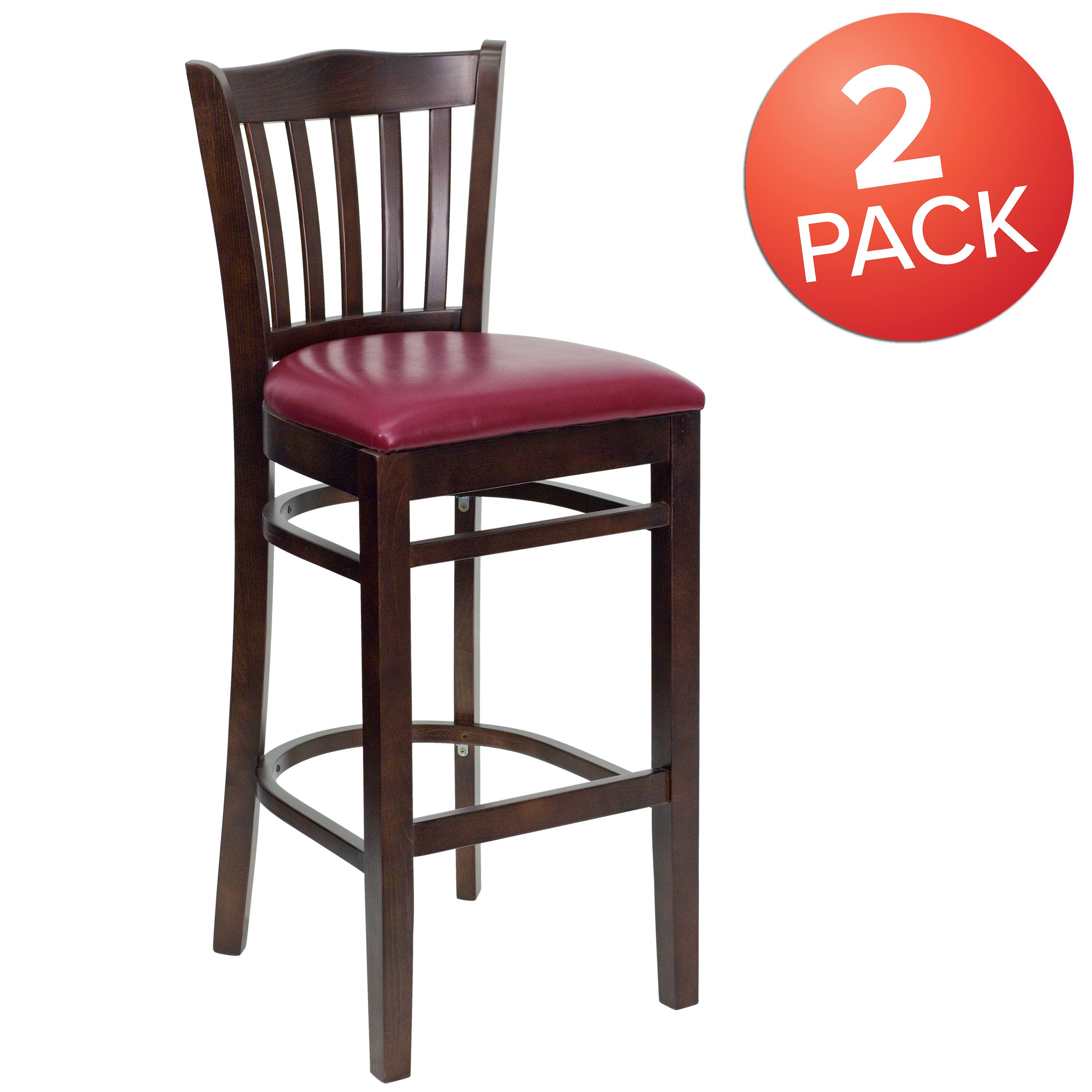 Emma + Oliver 2 Pack Vertical Slat Back Wooden Restaurant Barstool ...