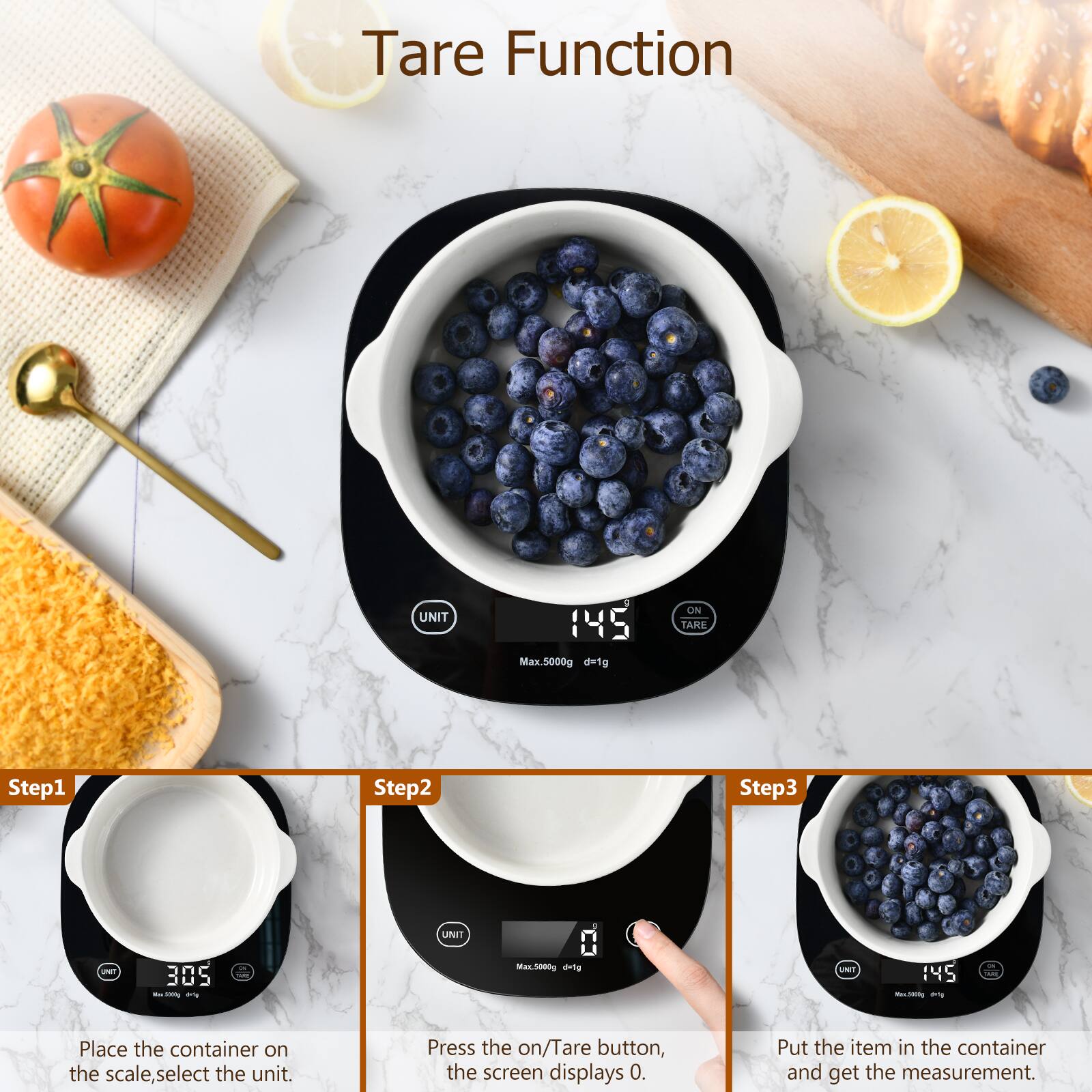 Arboleaf Smart Food Kitchen Scale with Nutritional Calculator Black ...