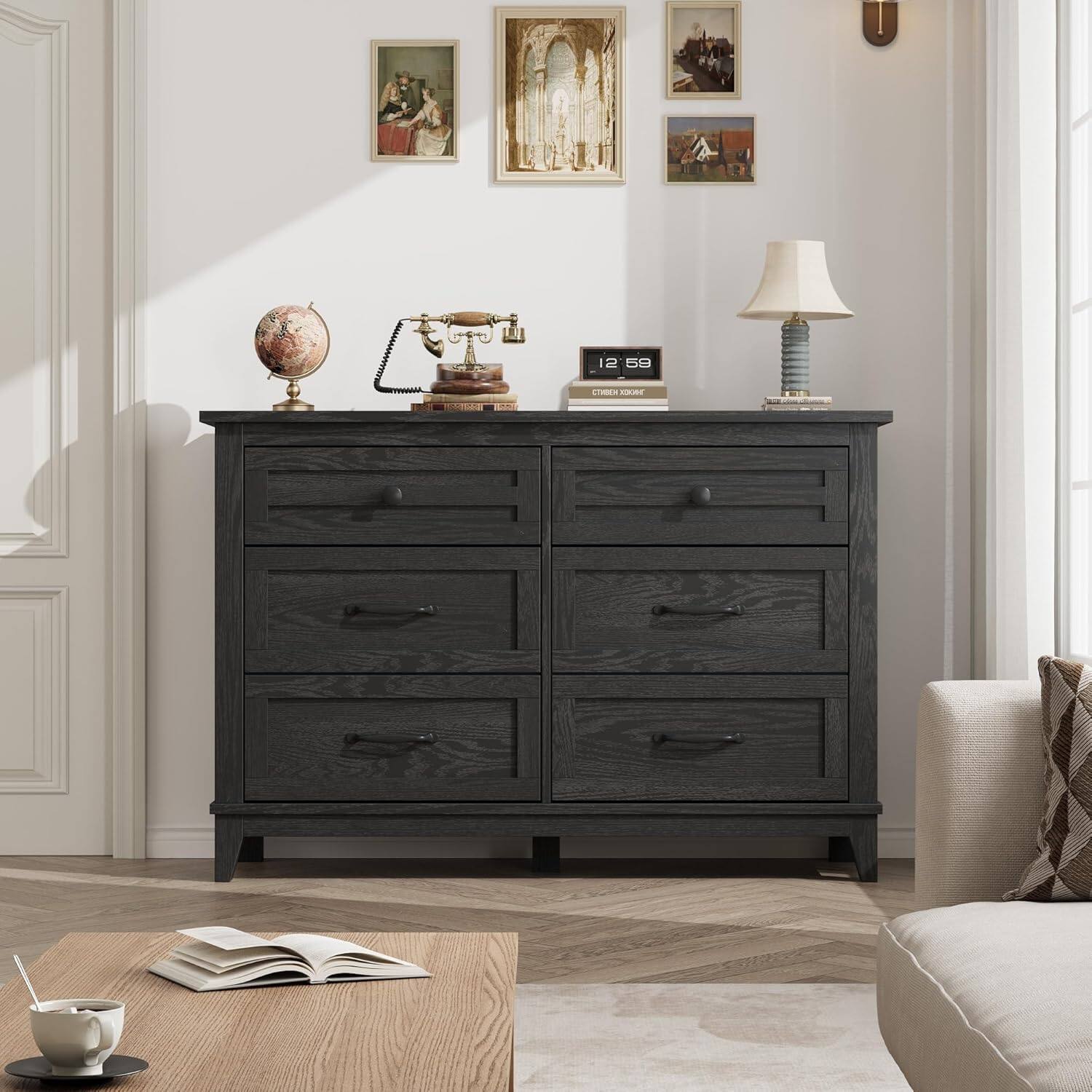 Qeetex 6 Dresser for Bedroom, 47" Wide Drawer Dresser with Storage ...