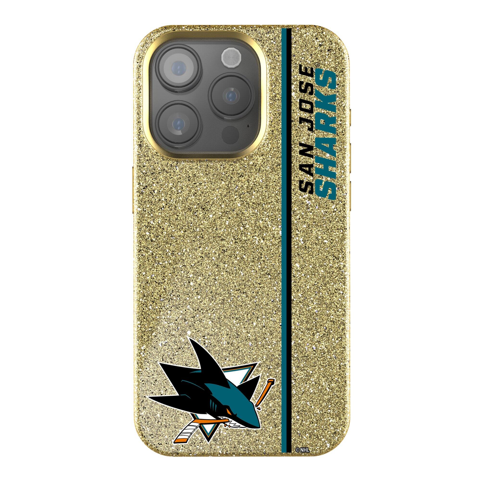 Keyscaper NHL San Jose Sharks Sidebar Bling iPhone Case 16 Pro Max Gold ...