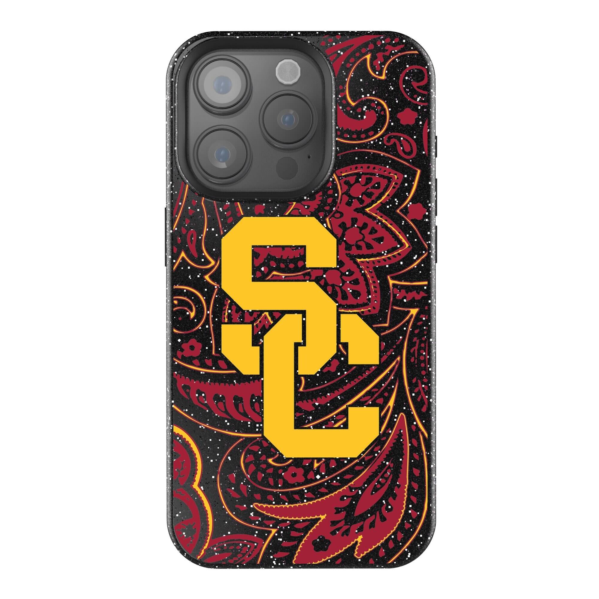 Keyscaper NCAA USC Trojans Paisley Bling iPhone Case 14 Pro Max Black ...