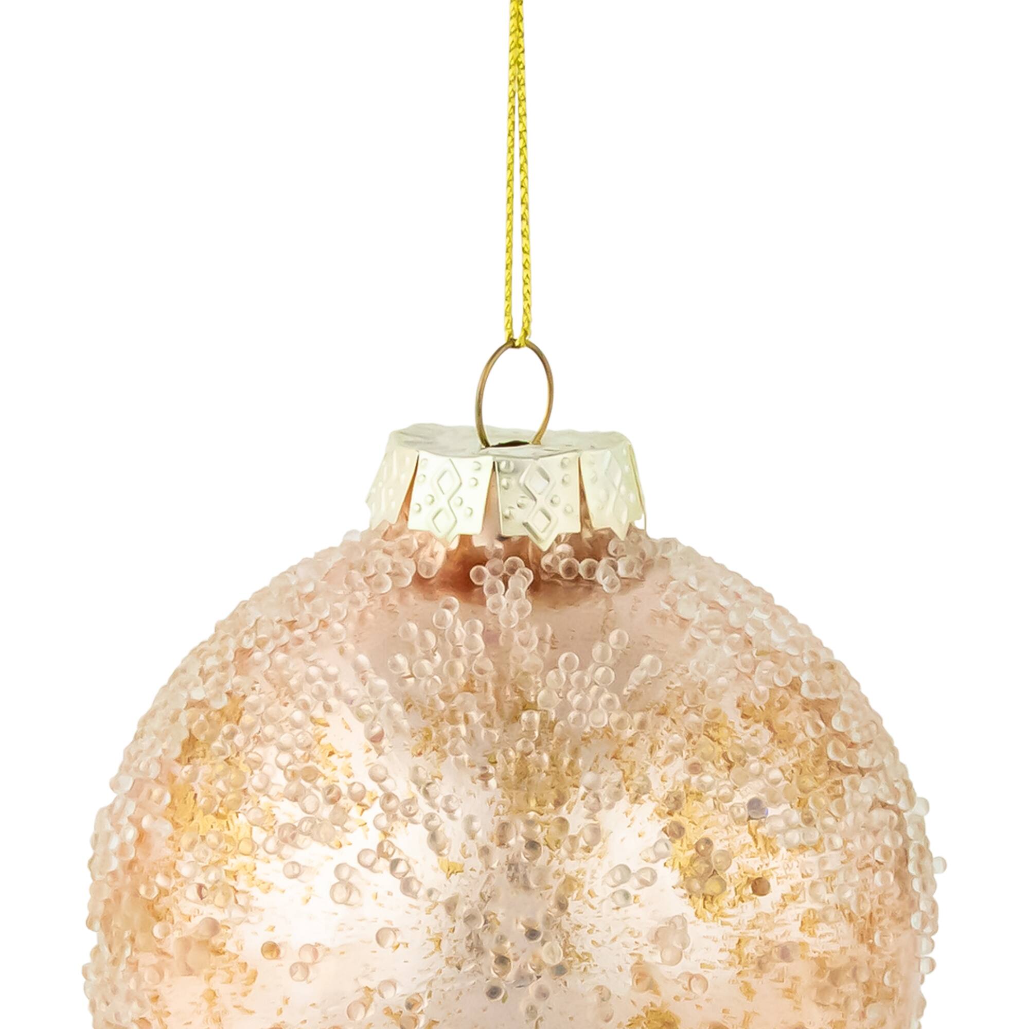 Northlight Frosted Fused Glass Christmas Ball Ornament 3.25" Rose Gold ...