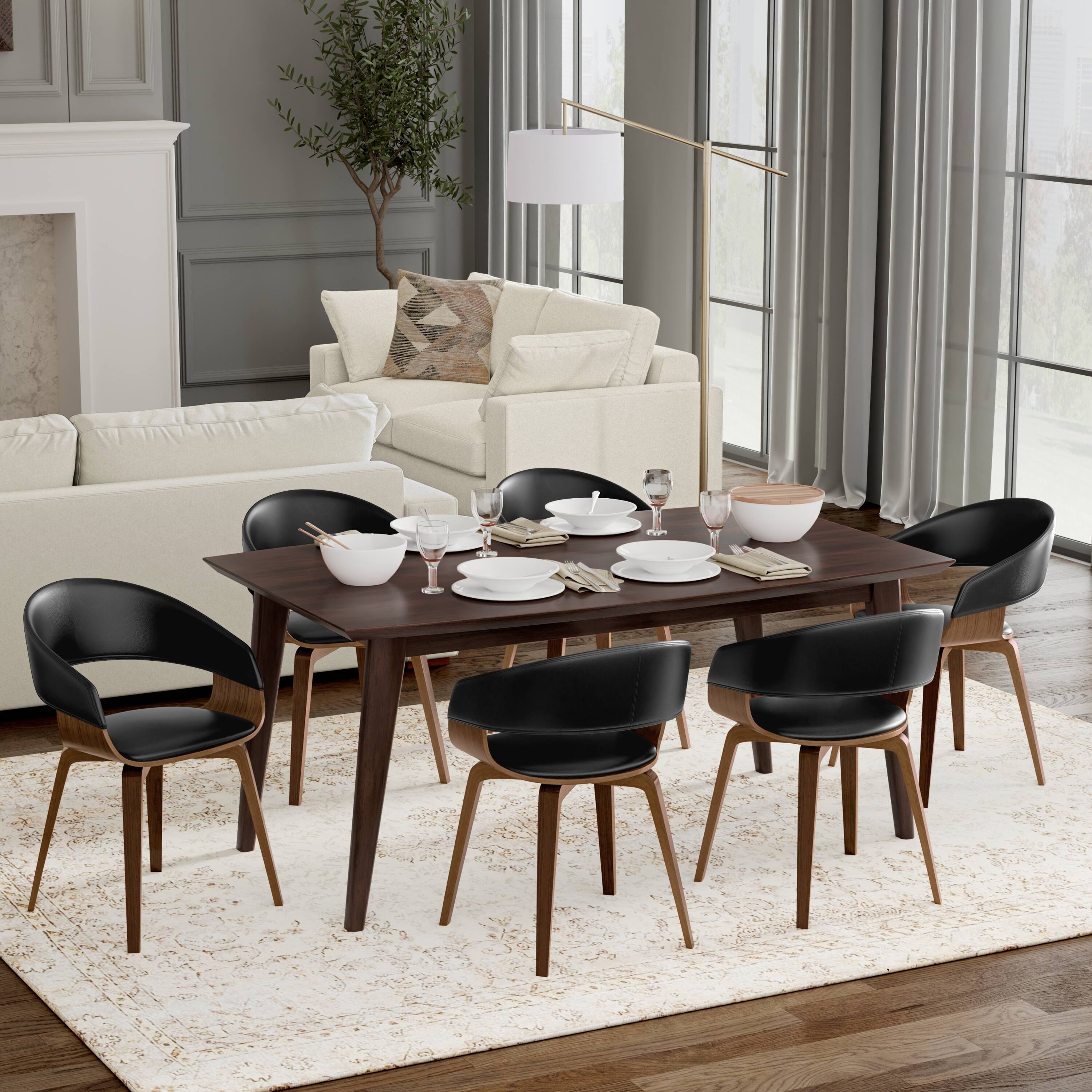 Simpli Home Lowell / Draper 7 Piece Dining Set Black LO7DSDR001BLJB ...
