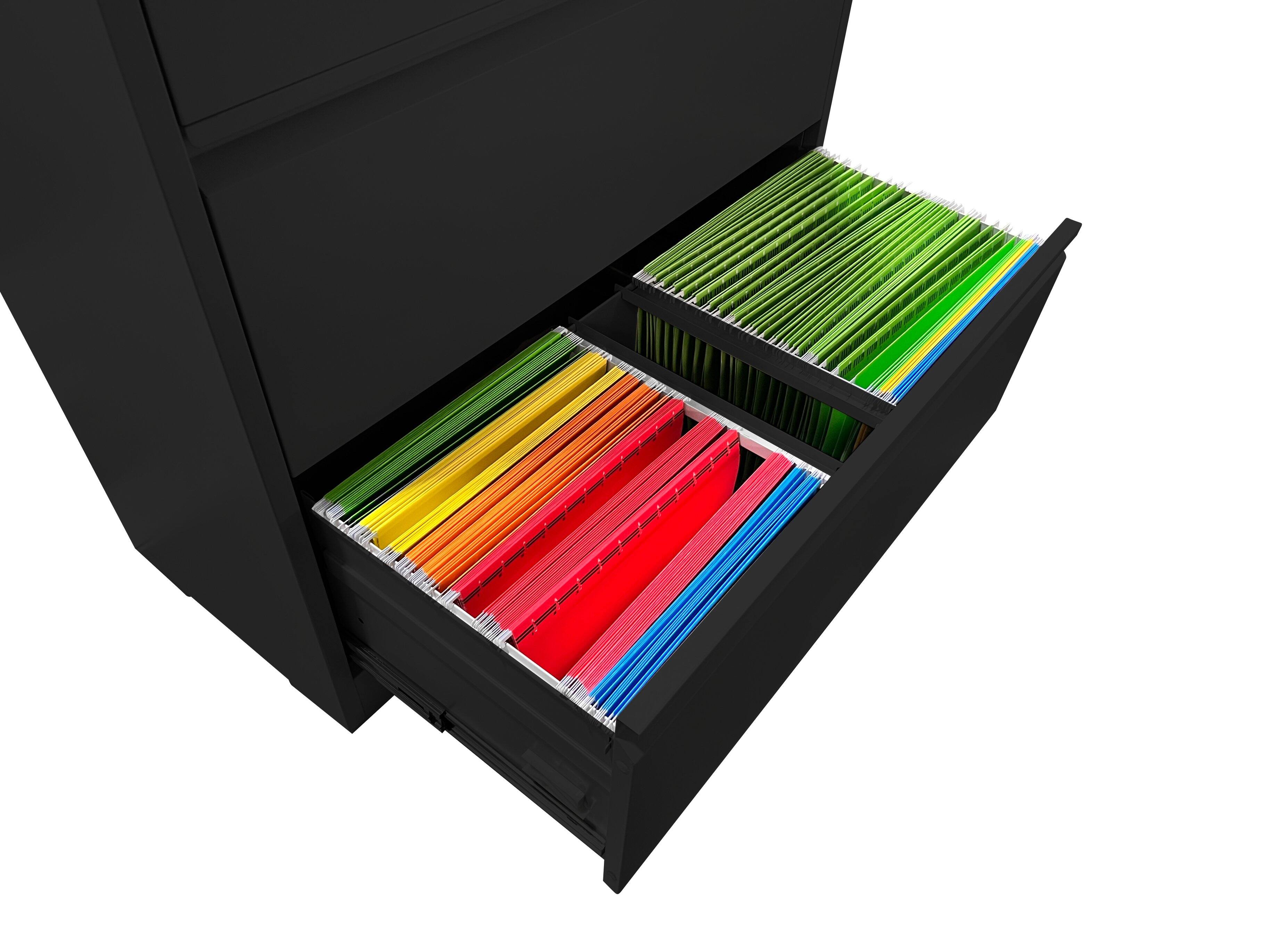 COWLOWN 4 Drawer Lockable Lateral File Cabinet Heavy Duty Metal Quiet ...