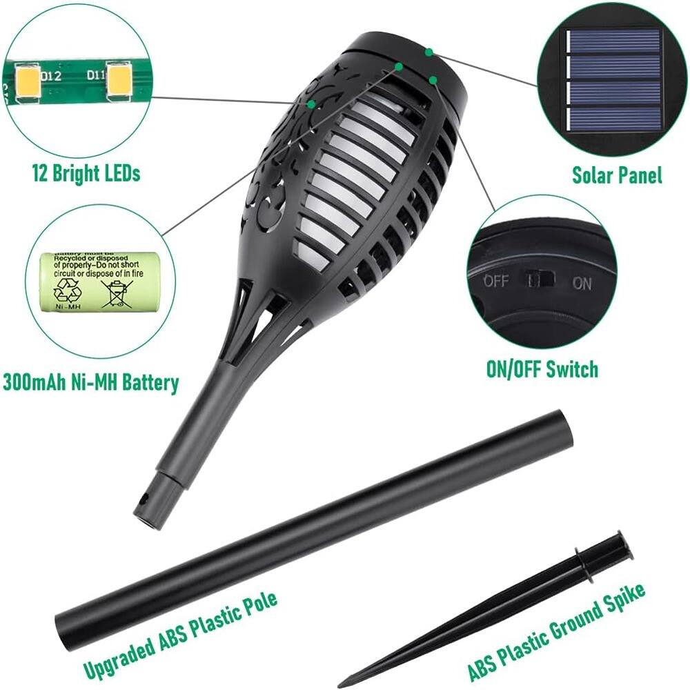 MOSZAR LLC Solar Lights Outdoor, Solar Torch Light with Flickering ...
