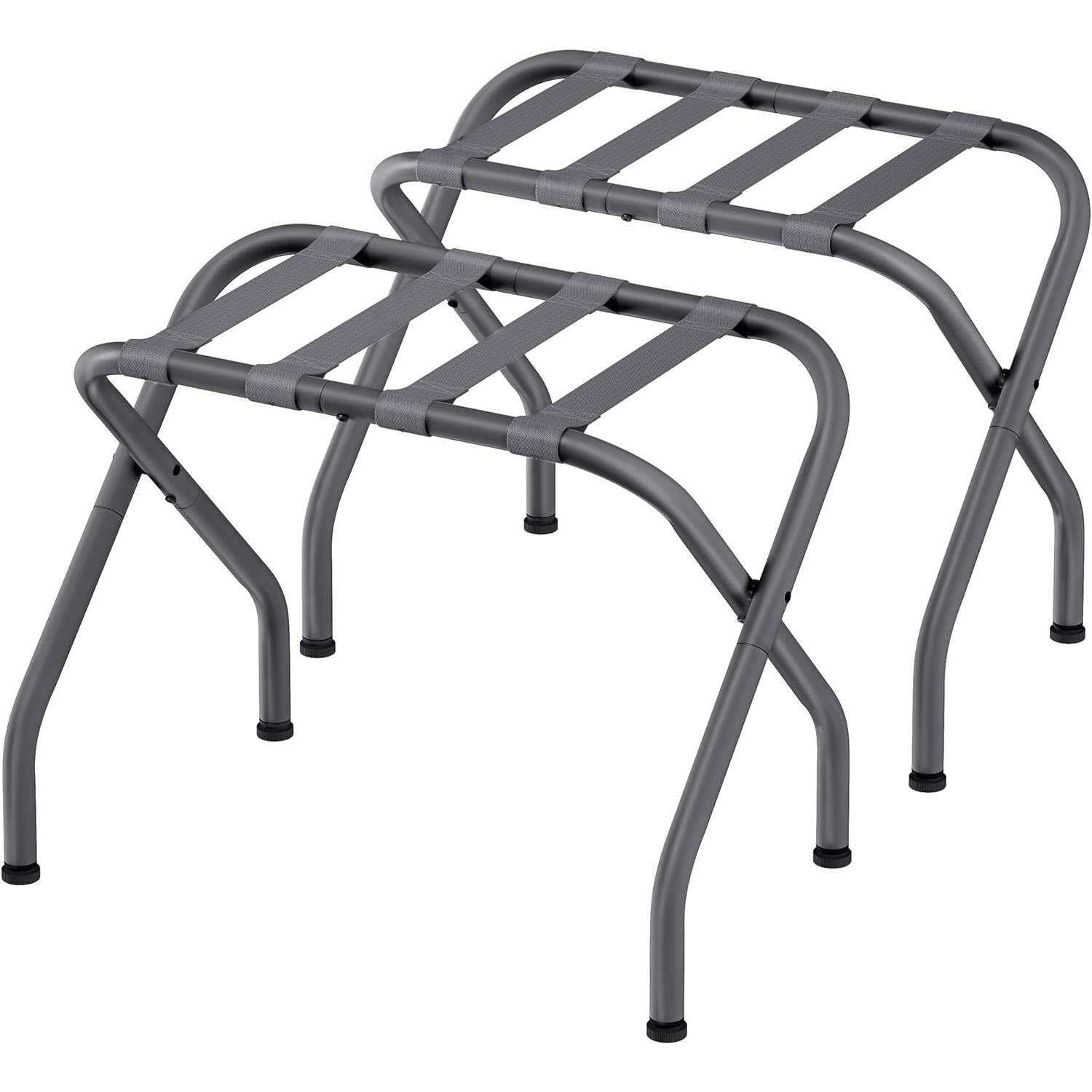 Hivvago Set of 2 Sturdy Grey Metal Folding Luggage Rack Gray ...