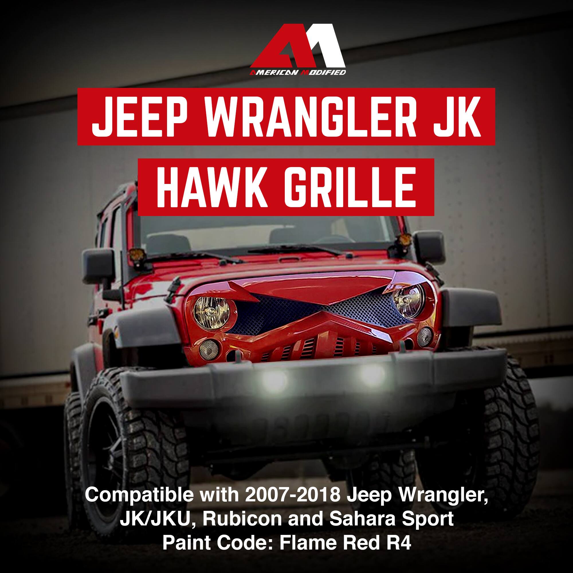 AMERICAN MODIFIED Hawke Front Replacement Grille for 07 18 Jeep ...