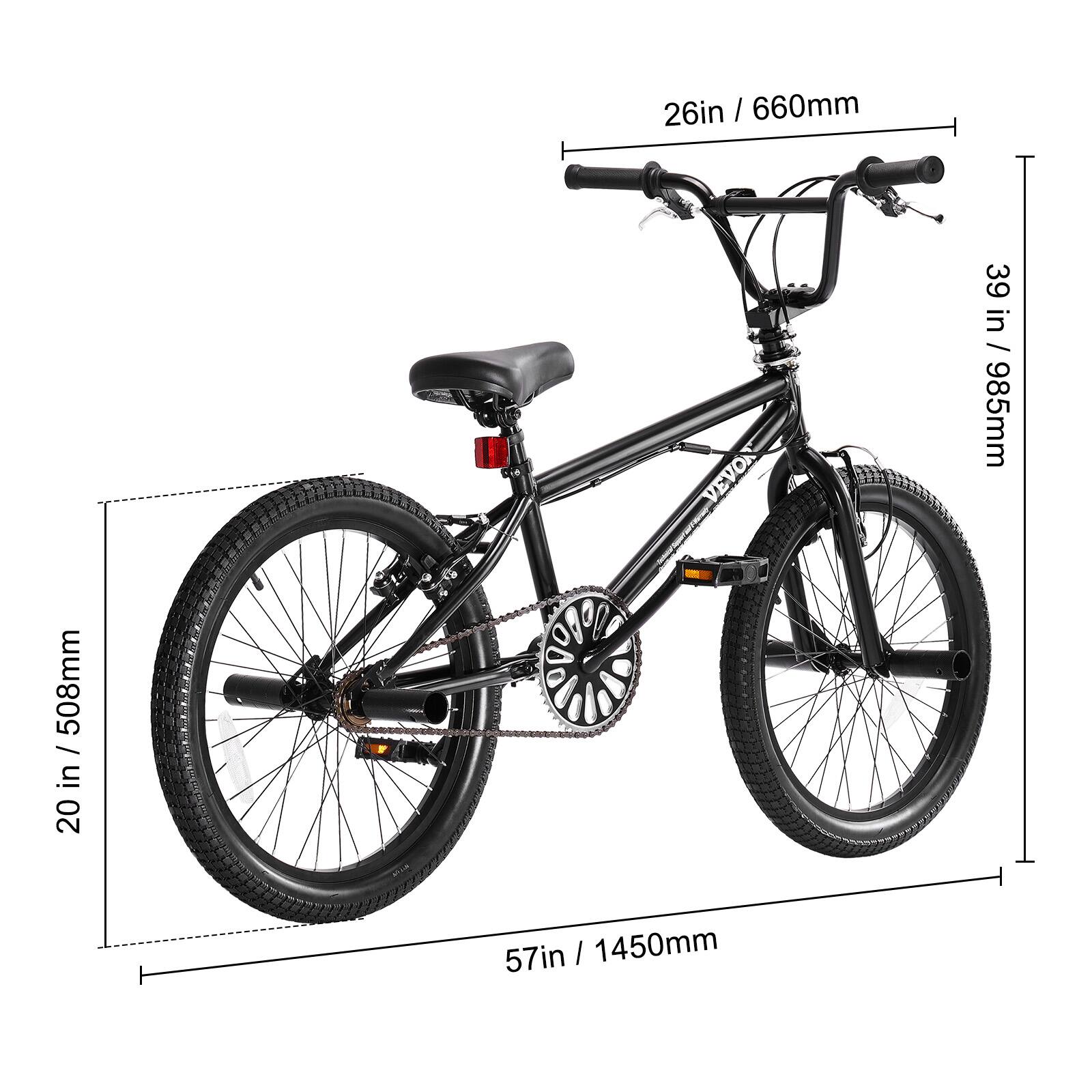 VEVOR BMX Bike, 20 Inch Wheel Freestyle Bike, BMX Race Bike with 360° Rotor and 4 Pegs, Beginner ...