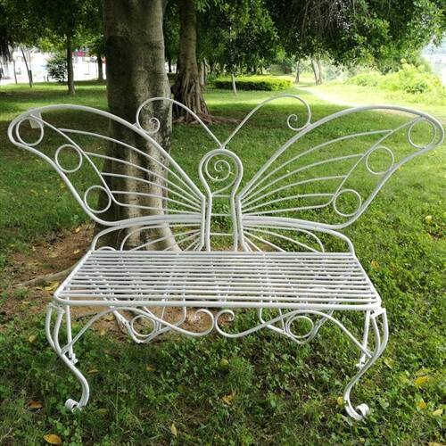 SlickBlue Patio Garden Bench – Modern Butterfly Style Outdoor Metal ...