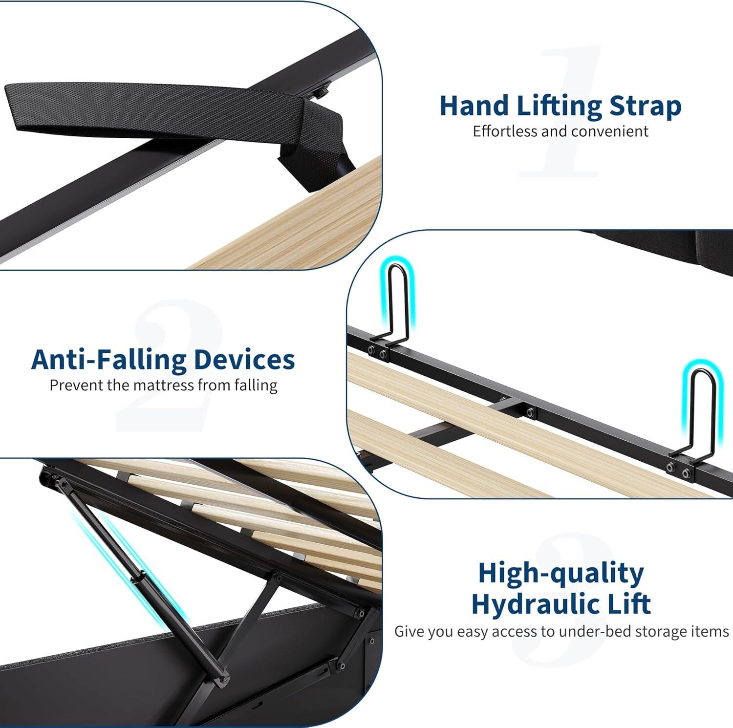 Homhougo King Upholstered Velvet Bed Frame with Lift Up Storage ...