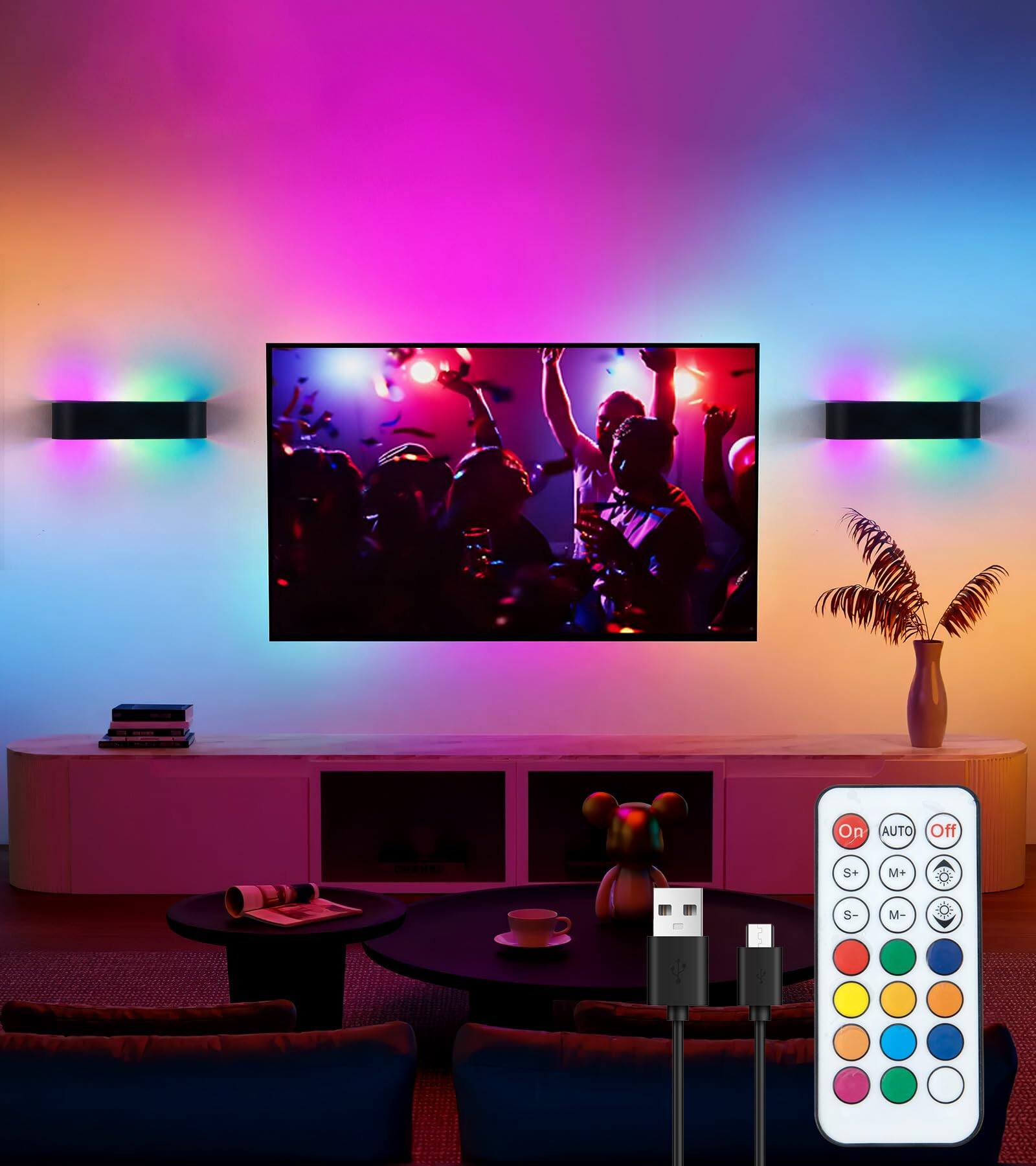 VEGA AUTOMOTIVE Motion Sensor Wall Light With Remote Control Indoor Up ...
