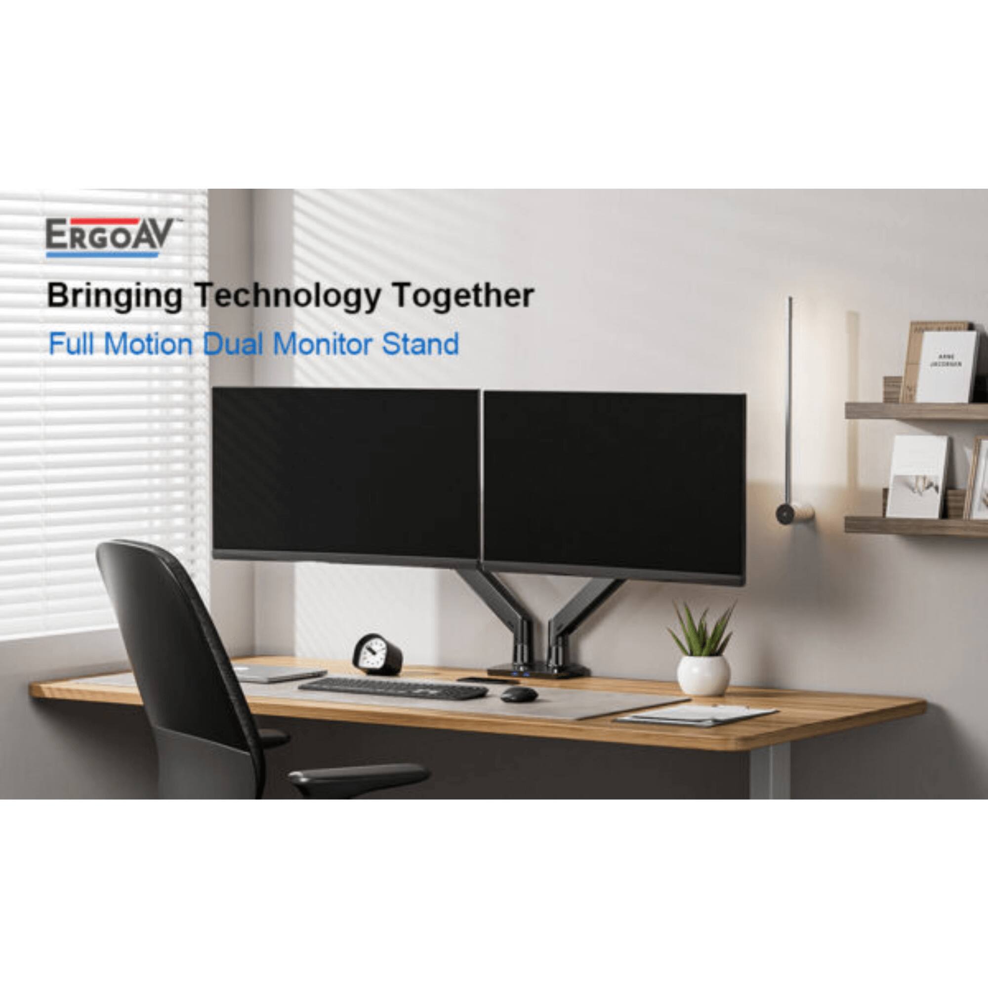 ErgoAV Gas Spring Desk Mount for Dual Monitors 13" to 35" Black ERDGM3 ...