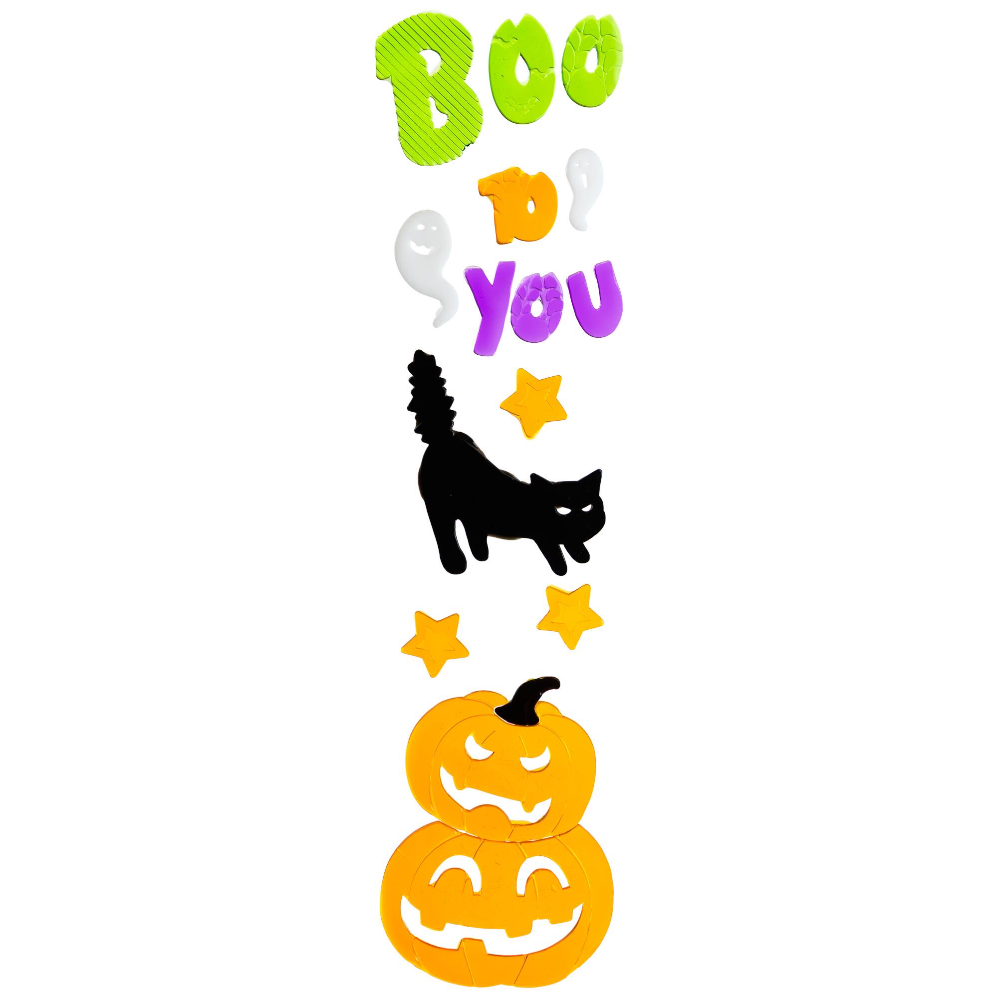 Northlight Boo To You Halloween Gel Window Clings 14 Piece Green ...