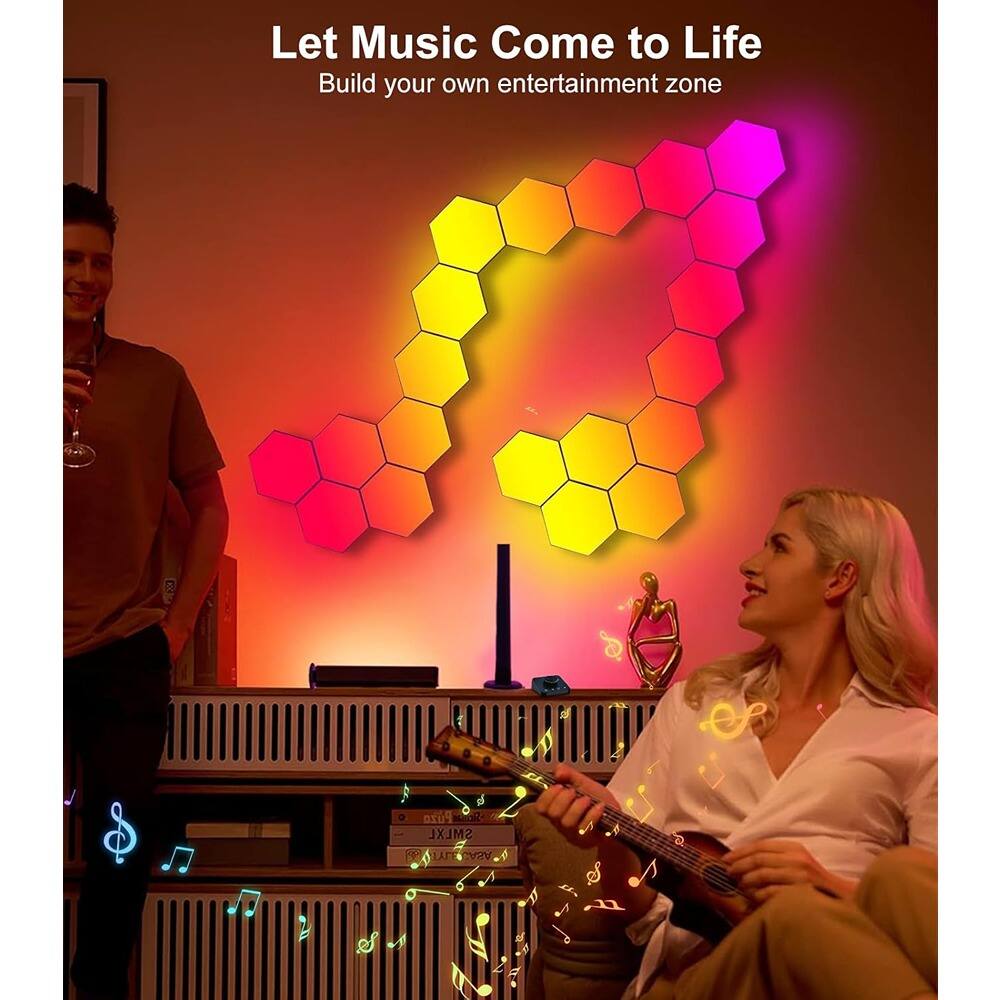 Schertz Hexagon LED Wall Lights for Gaming Setup, Smart RGB Lights with ...