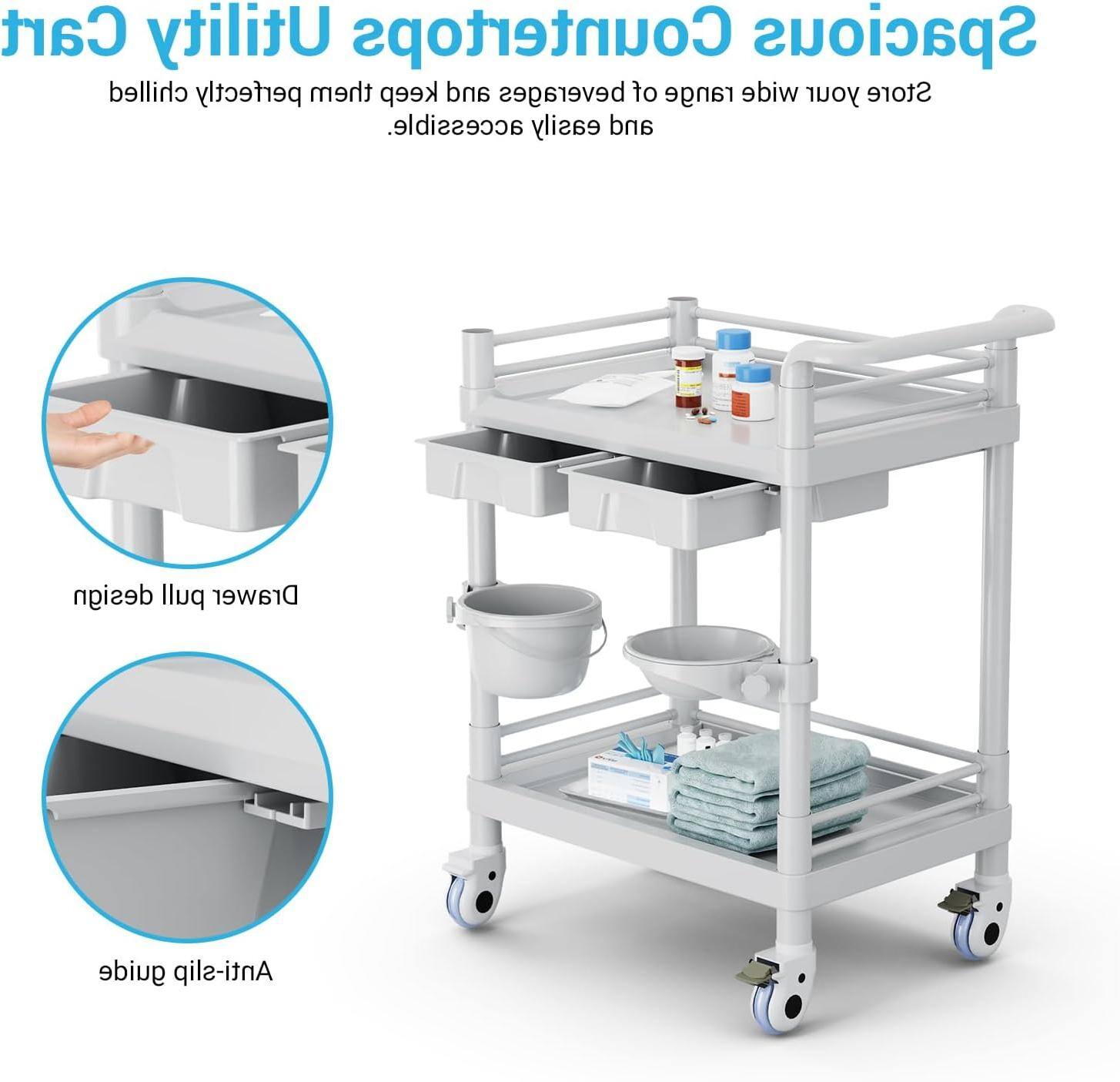 Mirfee Mobile Medical Carts 2 Tier Professional Utility Cart 330 LBS ...