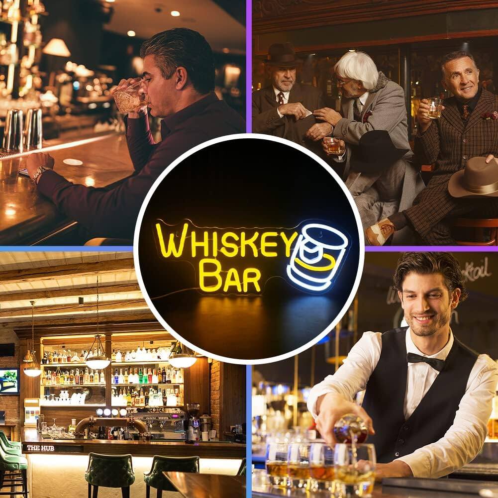 Auledio Whiskey Bar Neon Sign Led Neon Lights For Wall Decor Light Up ...