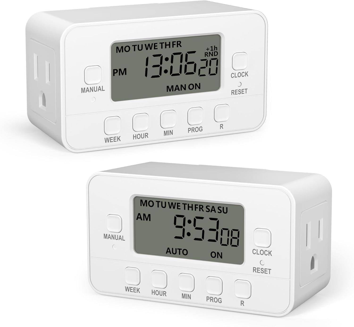 BN LINK 7 Day Digital Timer with Dual Outlet, LCD Display, 3 Prong ...