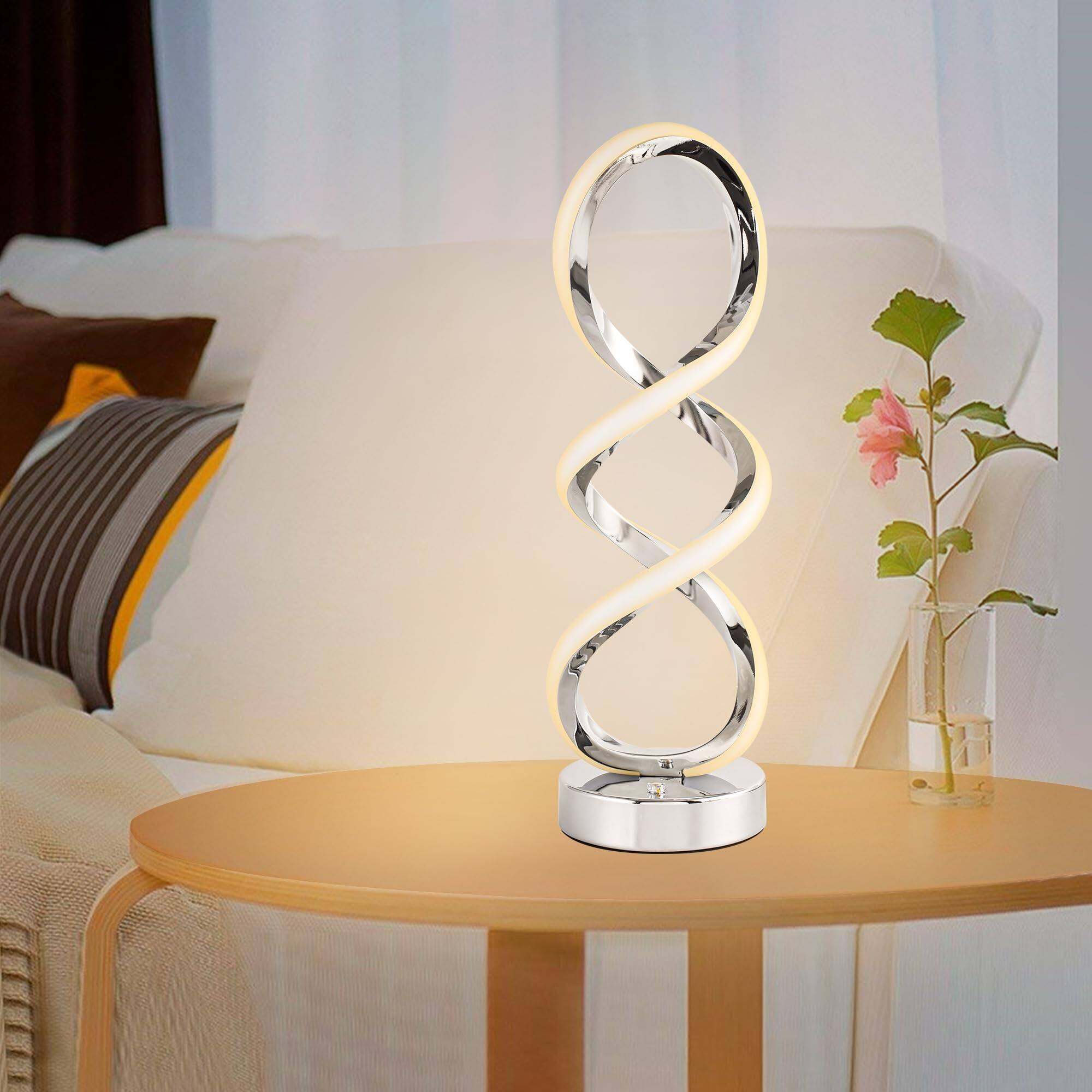 HM 1810 Modern Spiral RGB Table Lamp Touch Dimmable Bedside Lamp Colors ...