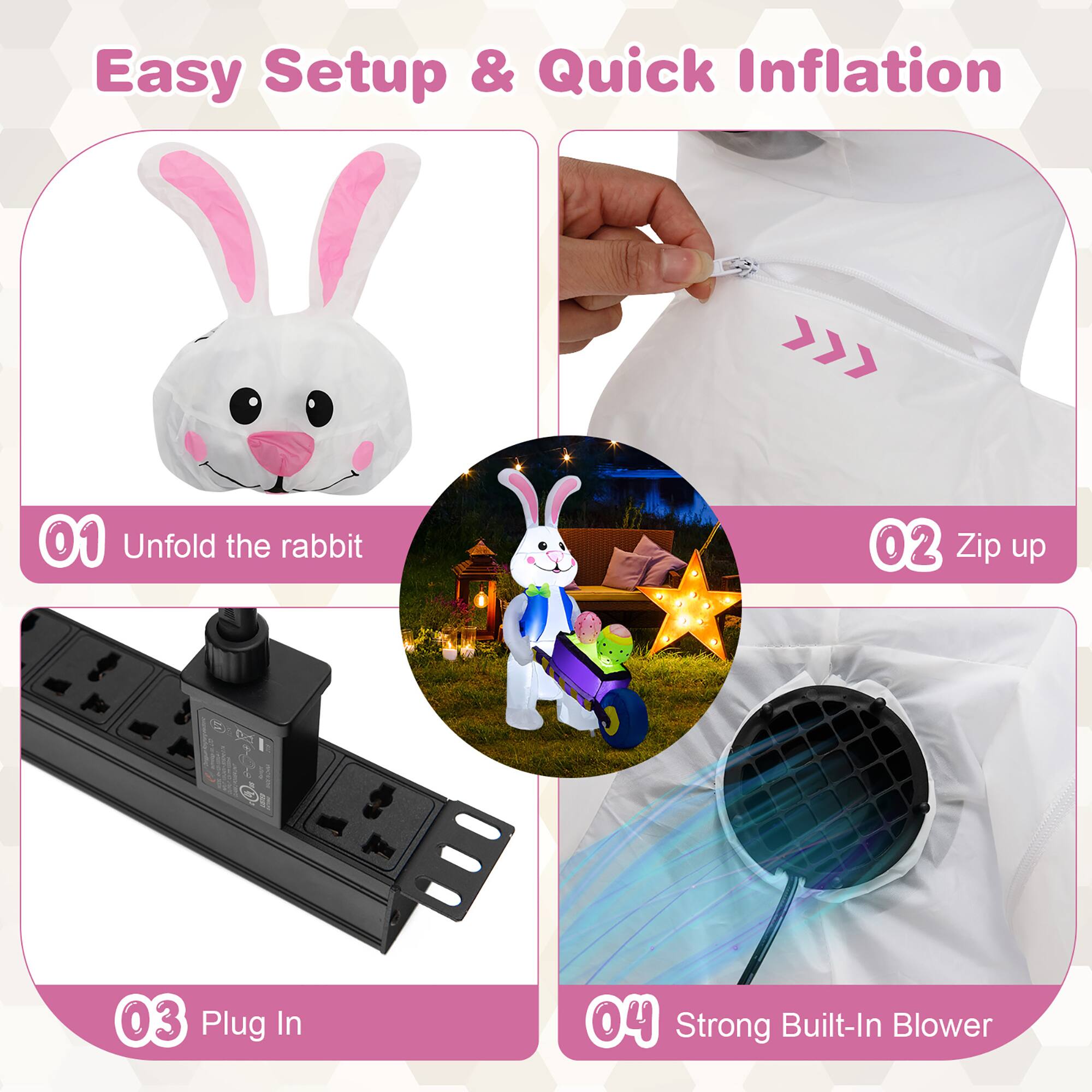 Best Buy: Costway 4FT Inflatable Easter Bunny with Pushing Cart Blowup ...