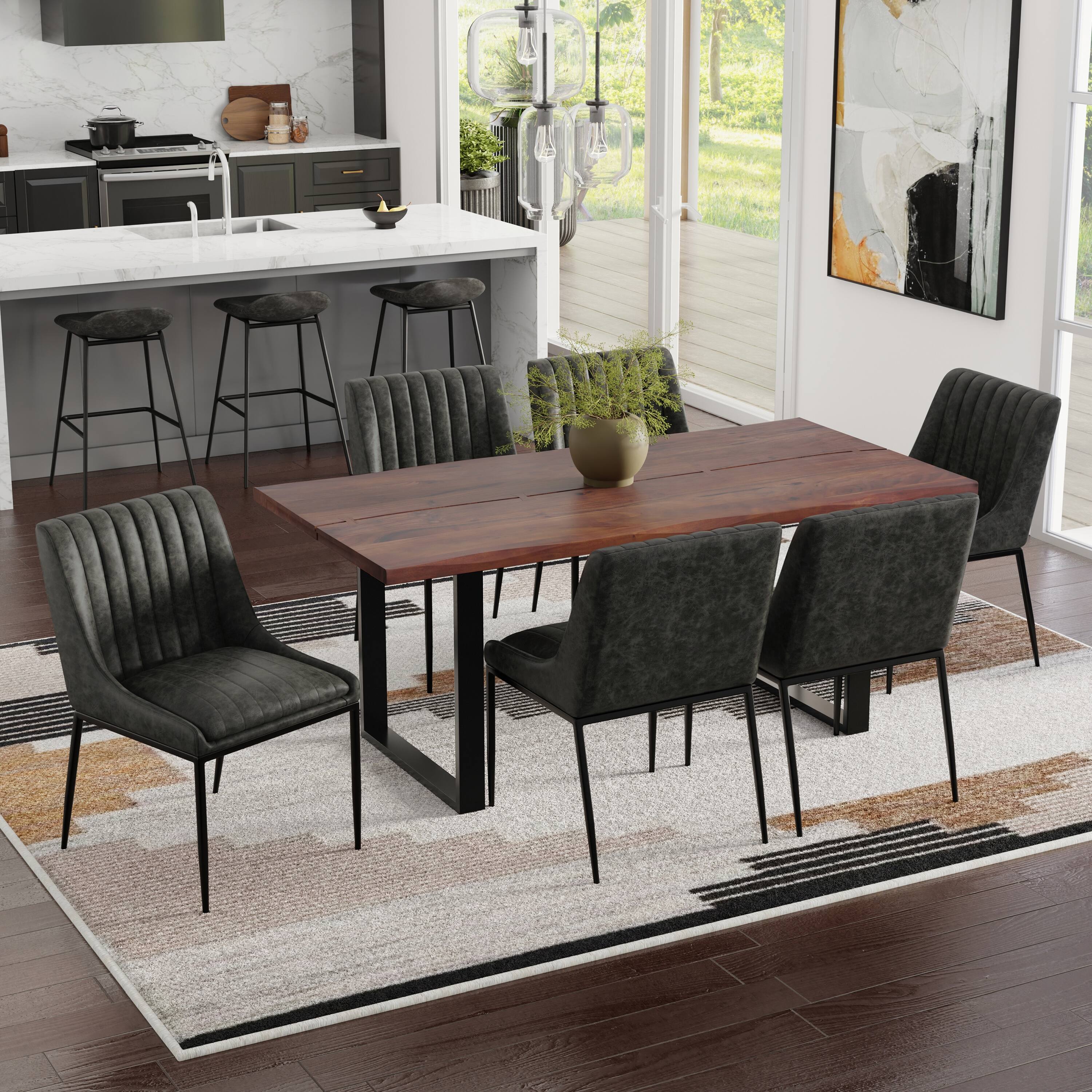 Simpli Home Melody / Fieldcrest 7 Piece Dining Set Distressed Slate ...
