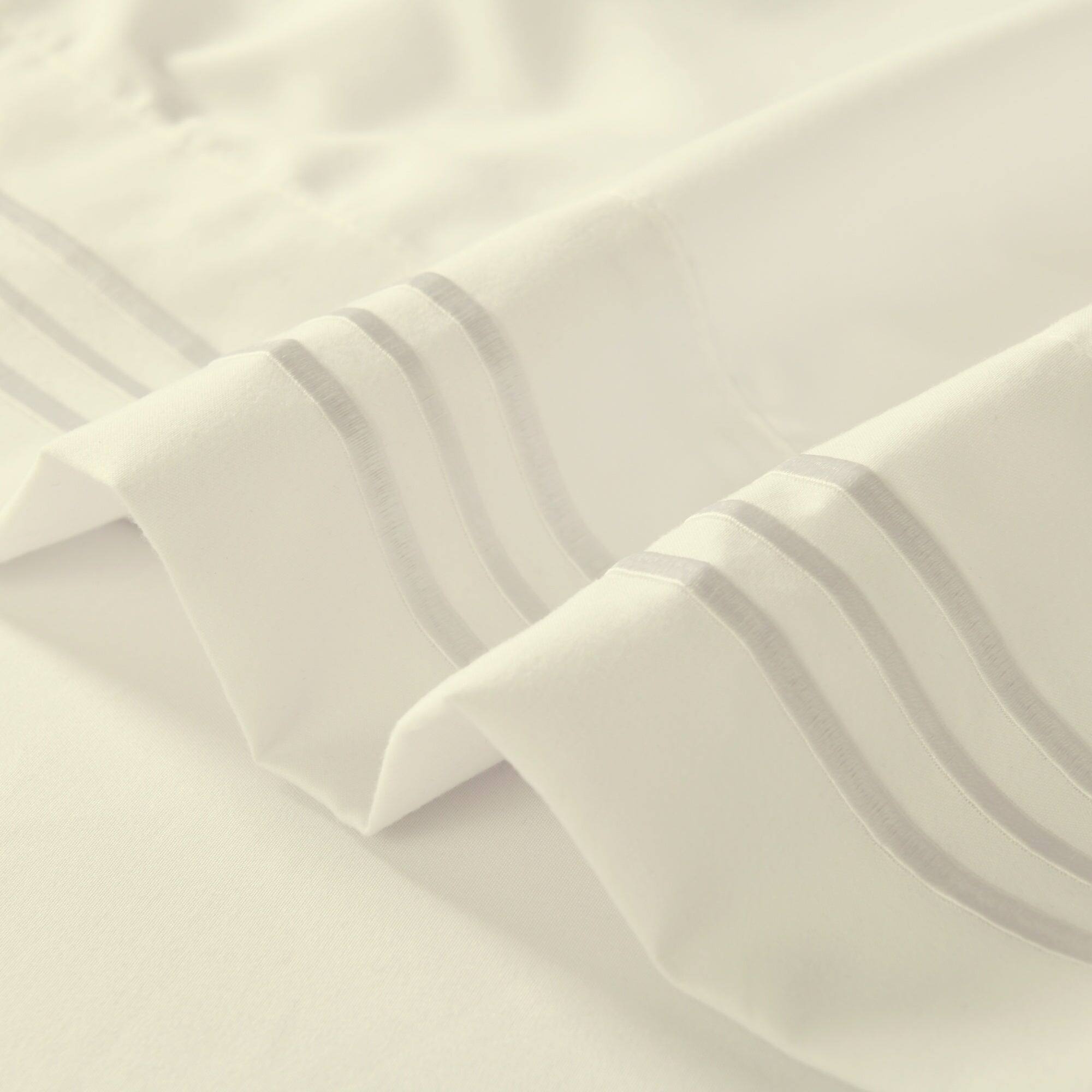 MarCielo 3/4 Pcs Soft Solid & Embroidery Bed Sheets Set Cream S4PCS_Q ...