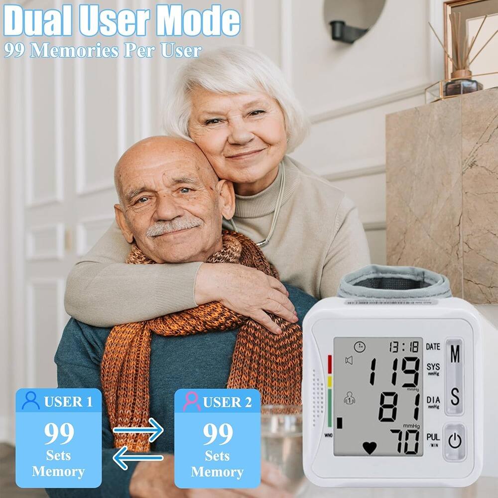 RTMB Wrist Blood Pressure Monitor, 2×99 Memory, Compact with Carrying ...