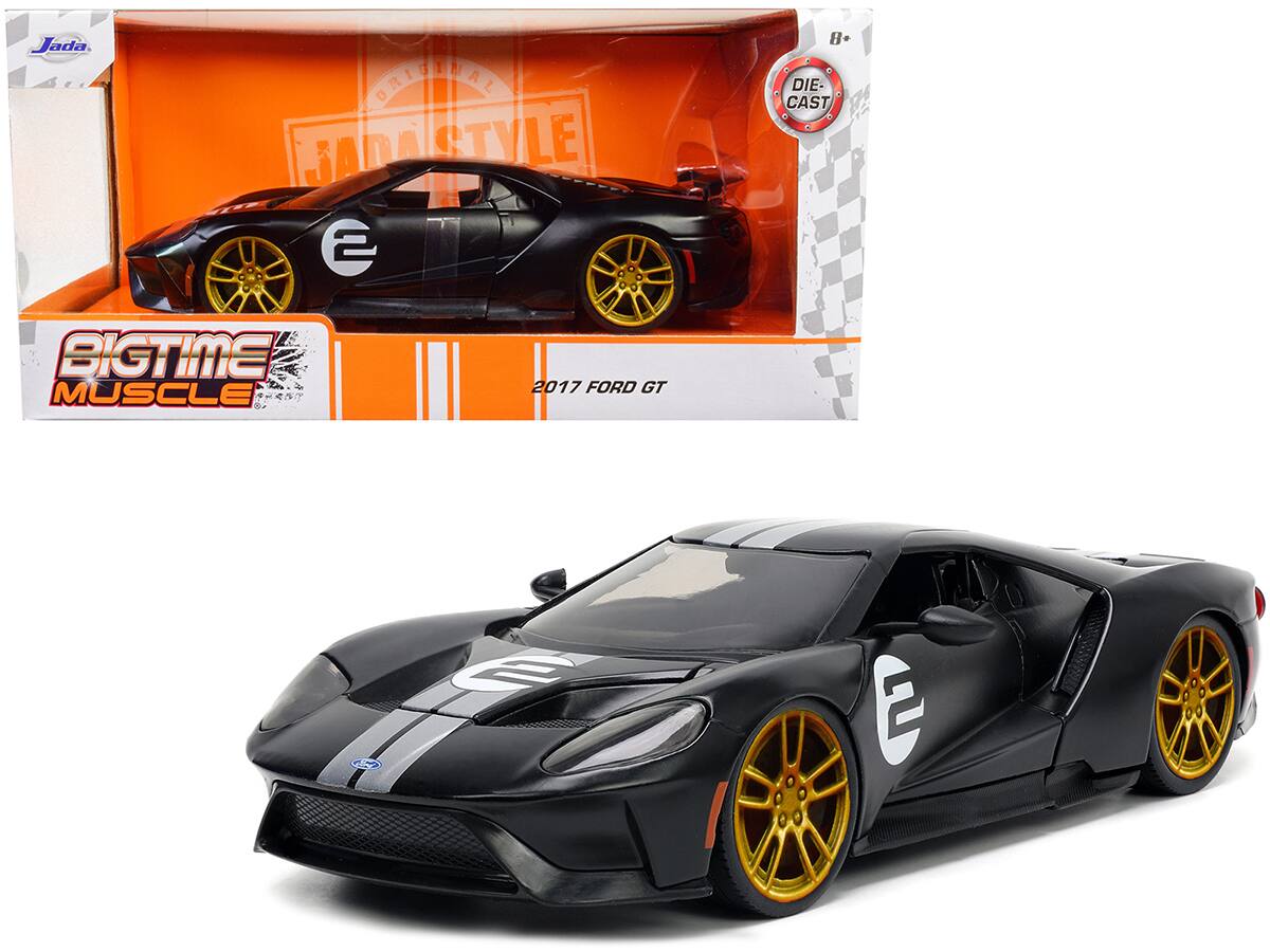 2017 Ford GT #2 Matt Black with Silver Stripes and Gold Wheels "Bigtime Muscle" Series 1/24 ...