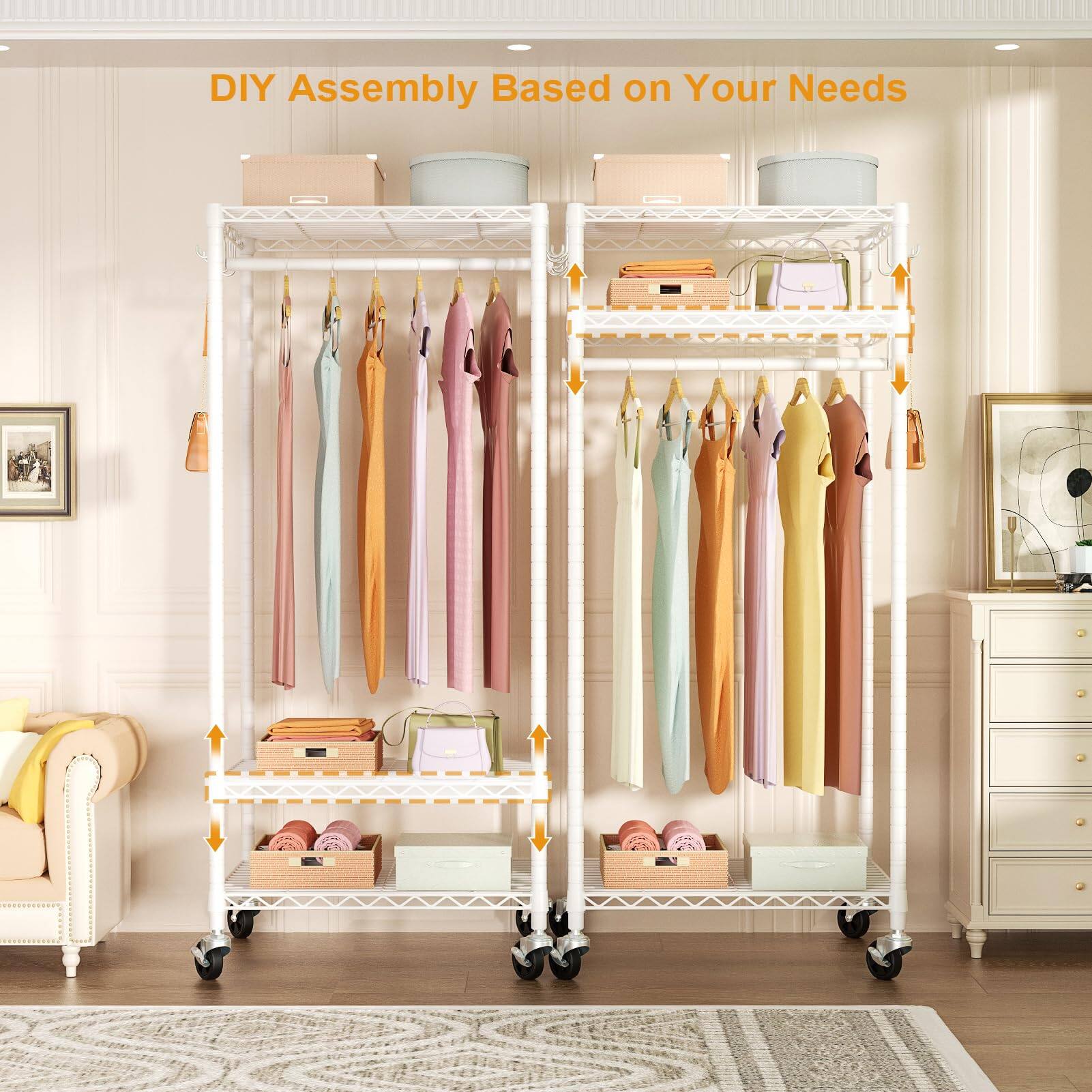 Hirose Alice FUTASSI P6 Mini Rolling Clothes Rack Heavy Duty Clothing ...