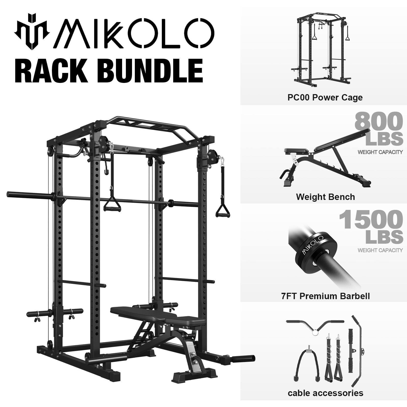 Mikolo Power Cage, Squat Rack, Multi function Free Weight Workout ...
