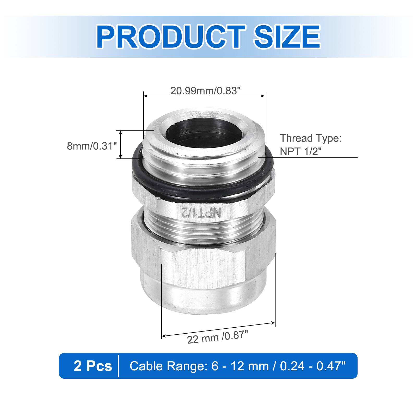 Unique Bargains 1/2" NPT Cable Gland, IP68 Waterproof Strain Relief ...