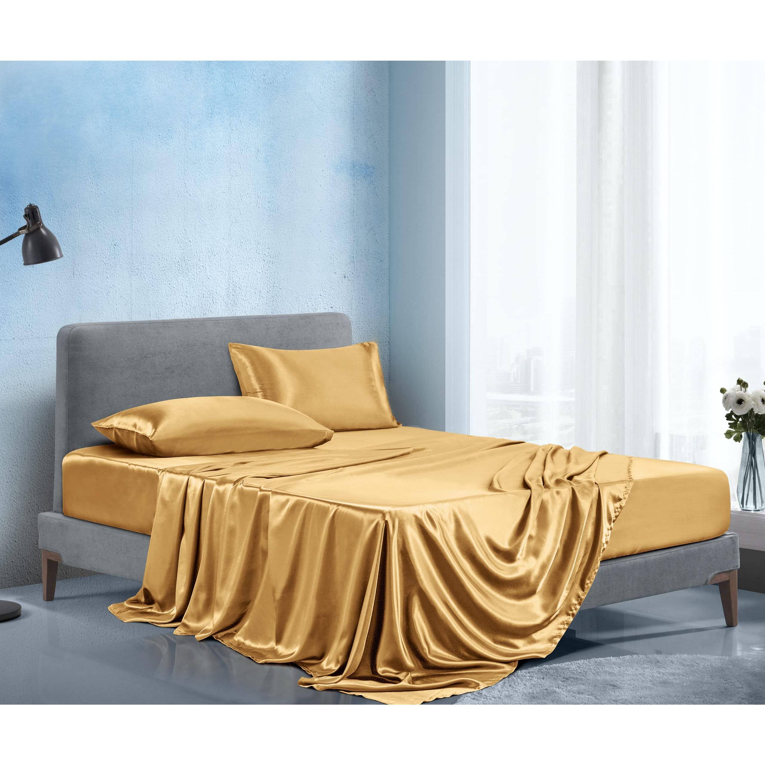 Dapper Styles Satin Sheets Set Soft Silky Camel Bed Luxury Bedding ...