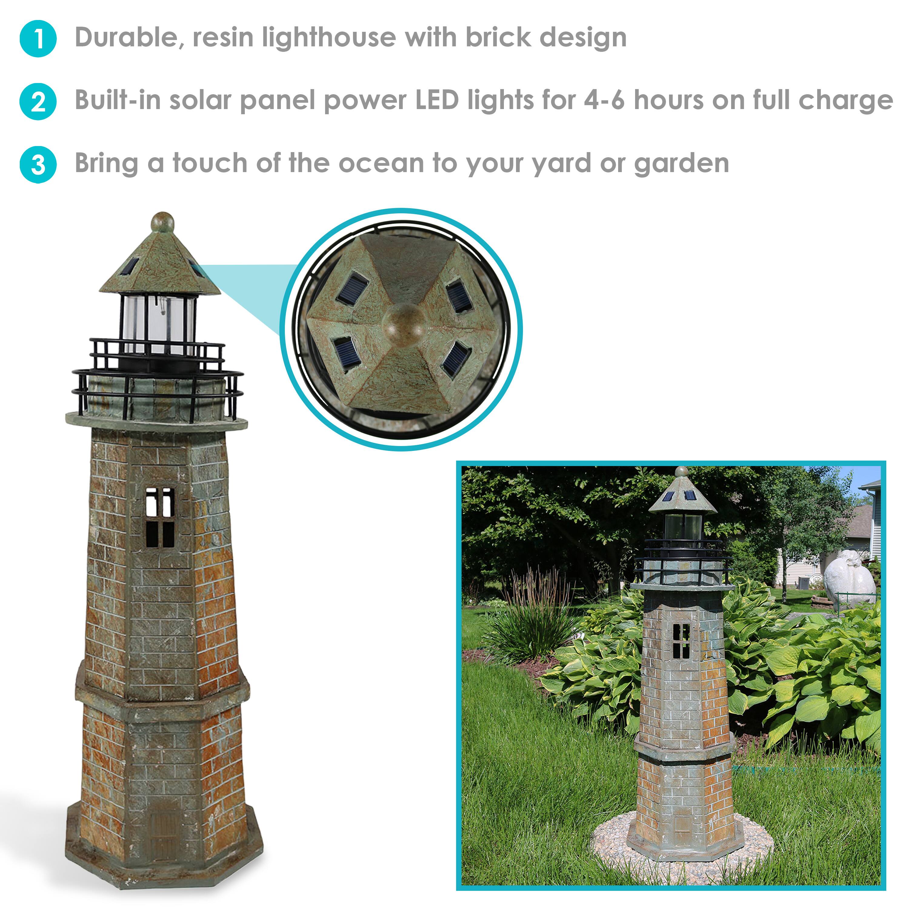 Sunnydaze 35 in Resin and Stone Solar LED Lighthouse Nautical Statue Gray GSI-721 - Best Buy