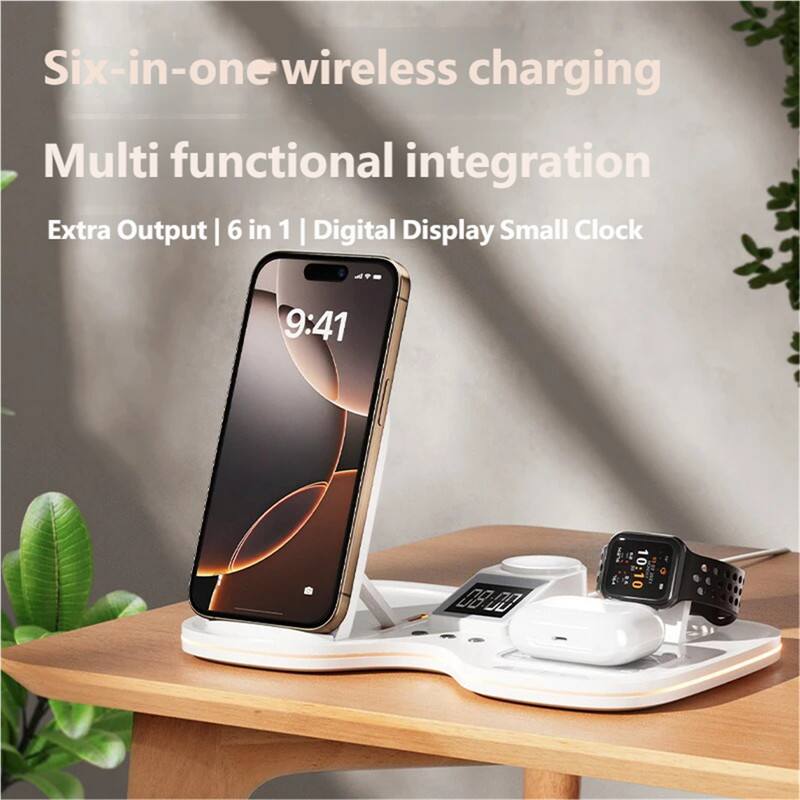 RISOKEYS 6 in 1 Wireless Charger Desktop Magnetic Charging Base ...