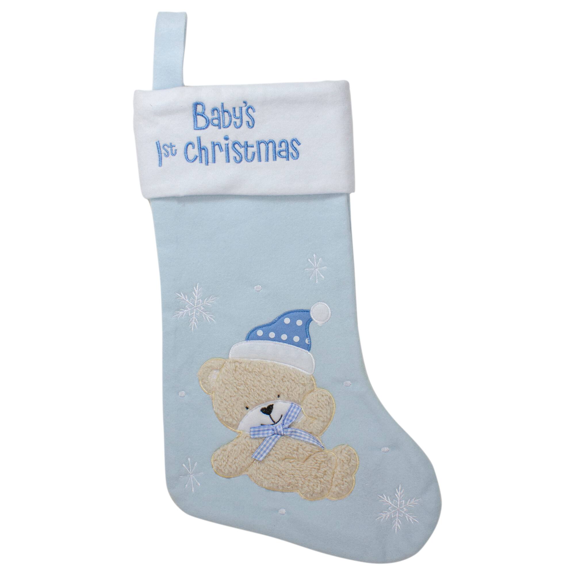 Northlight Baby's 1st Christmas Embroidered Teddy Bear Stocking 19" and ...