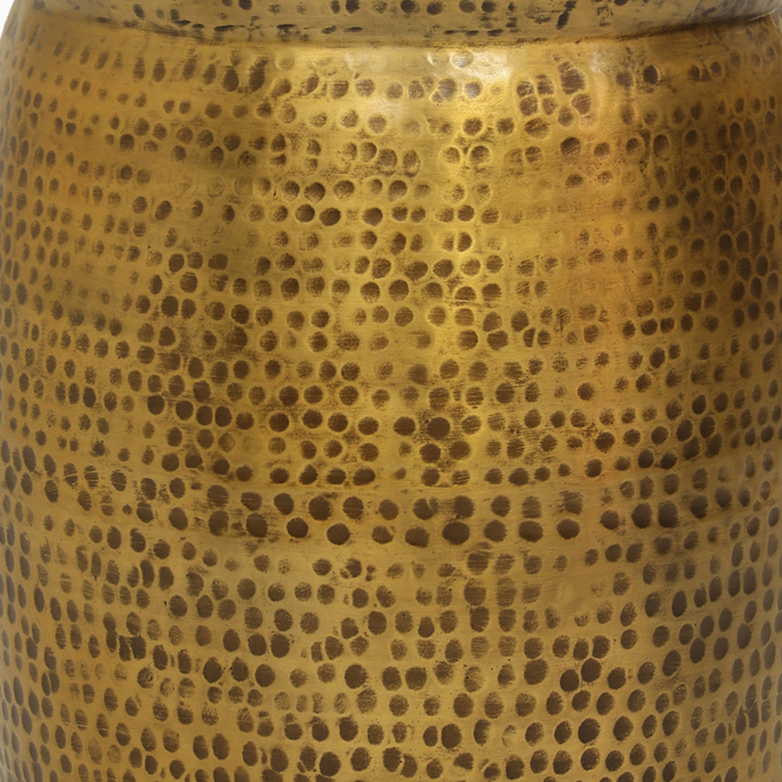 Manhattan Lane Kvira 21" Round Drum Side End Table | Artisan Hammered ...