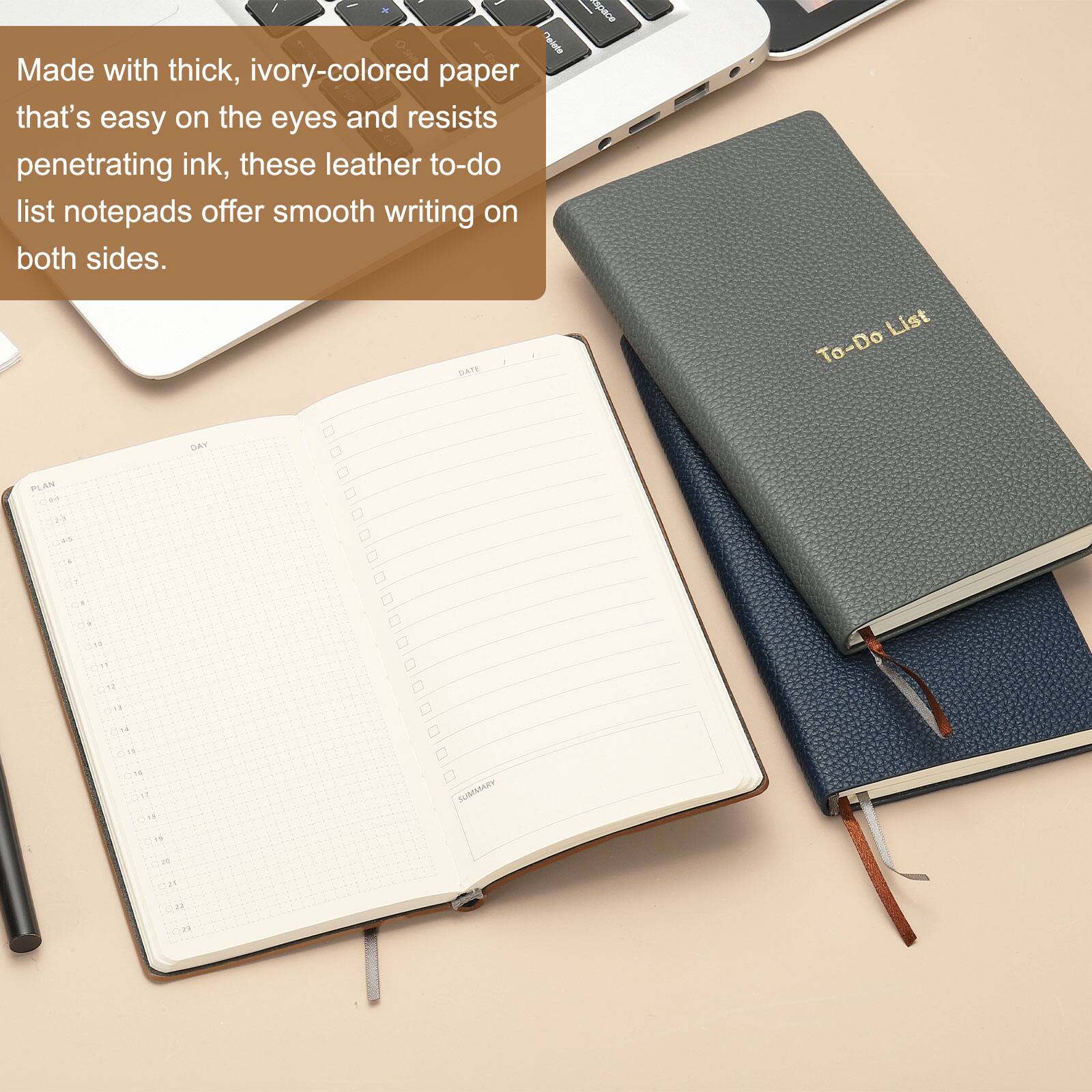 Unique Bargains Leather To Do List Notepads 160 Pages 6.5x3.2 Inch ...