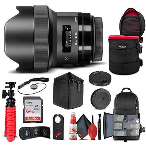 Sigma 14mm f/1.8 DG HSM Art Lens for Nikon F (450955) Bundle Black ...