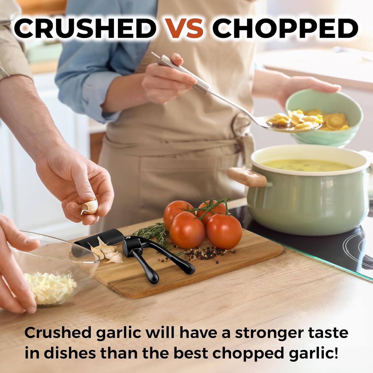 Zulay Kitchen Large Premium Garlic Press Set Bigger Bowl for Bigger ...