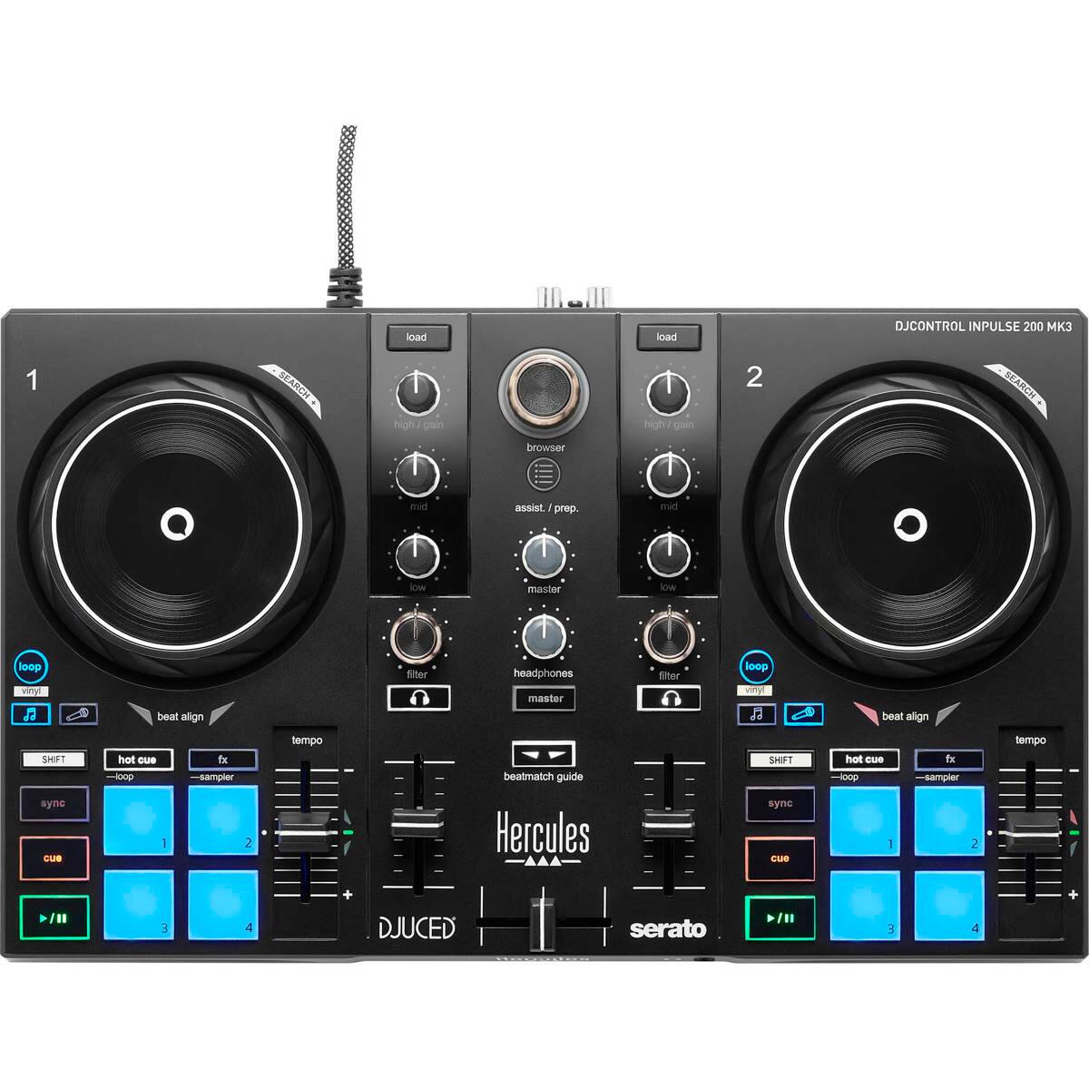 Hercules DJControl Inpulse 200 MK3 2 Deck USB DJ Controller, Black "NA ...