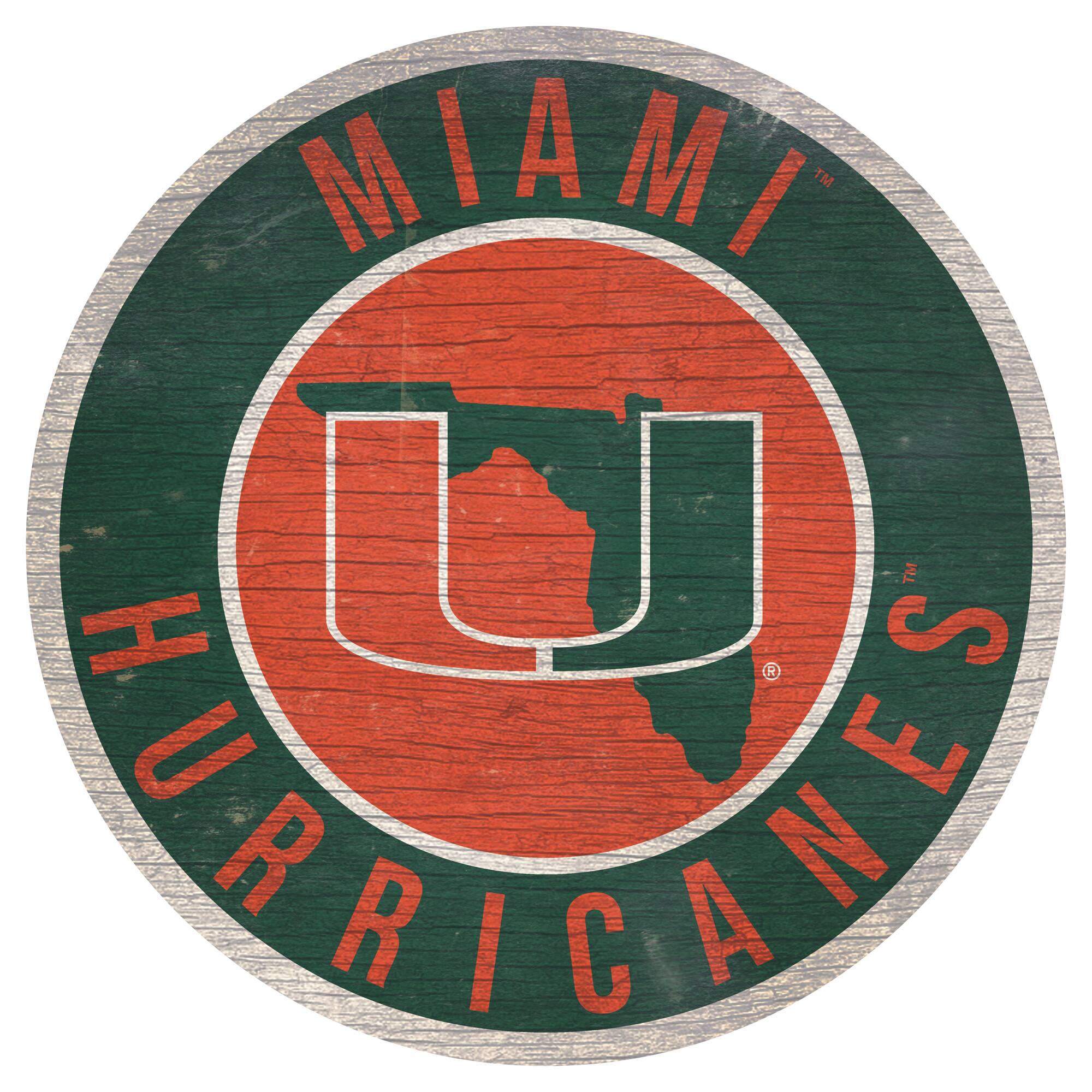 Fan Creations - Miami Hurricanes 12'' x 12'' State Circle Sign ...