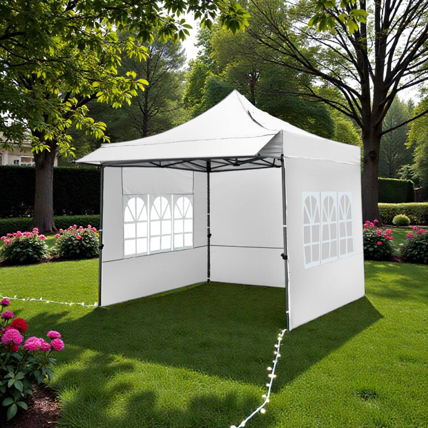 Hivvago 10x10 FT Portable Canopy Tent with Detachable Walls and Awning ...