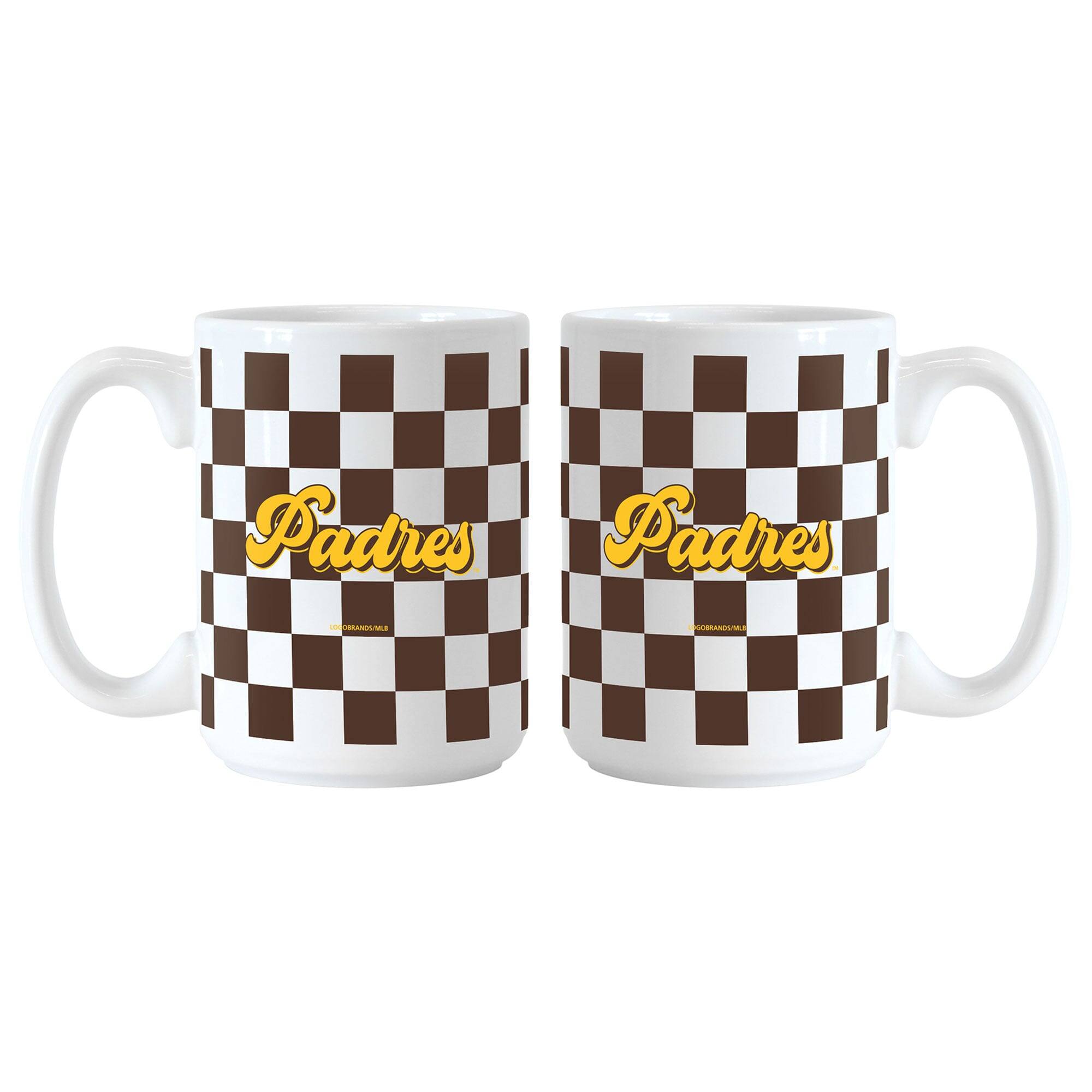 Logo Brands San Diego Padres 2 Pack 15oz. Checkered Wordmark Mug Set ...