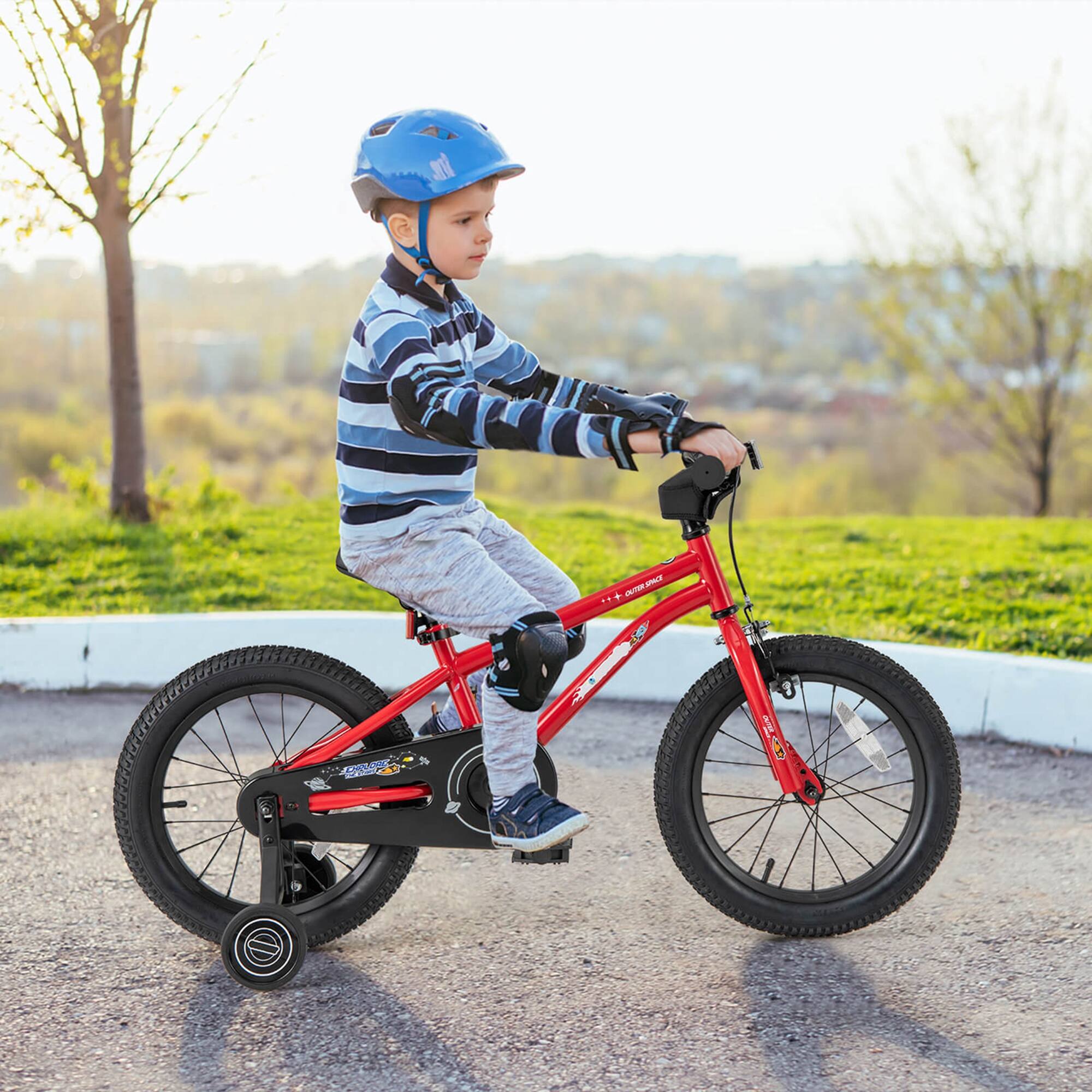 Costway 16 Inch Kid's Bike for 4 7 Years Old with Adjustable Saddle & Anti slip Handlebar Red ...