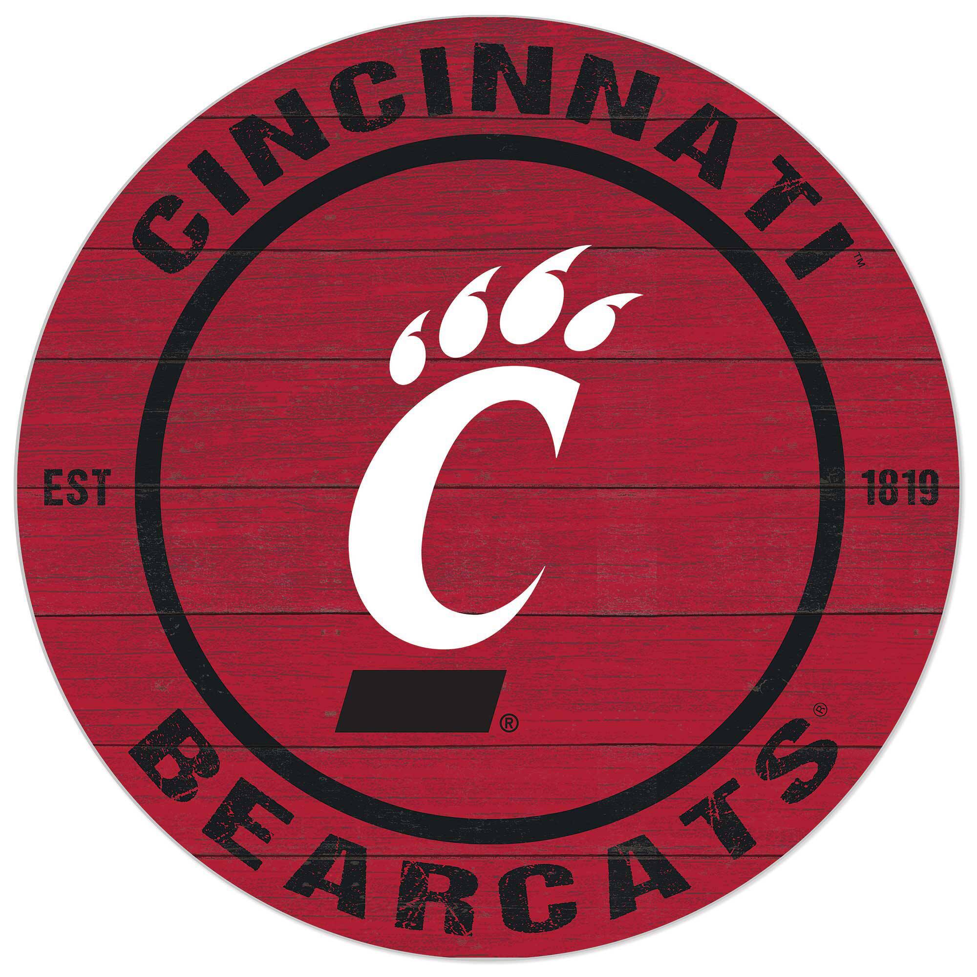 Jardine Cincinnati Bearcats 20'' x 20'' Indoor/Outdoor Circle Sign Red ...