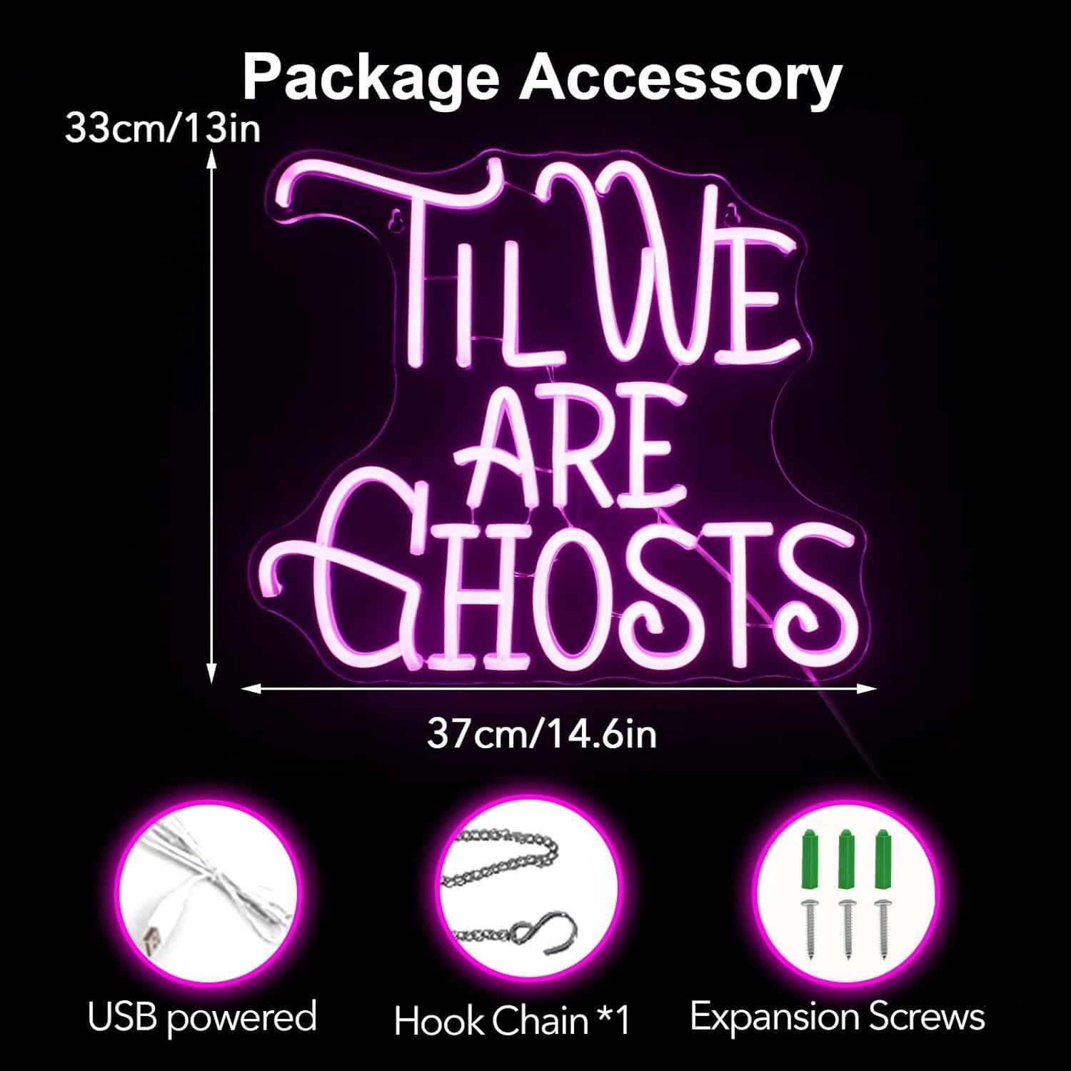 Auledio Til We Are Ghost Neon Sign Pink Gothic Home Decor Valentine's Day Decor Sign Goth Room ...