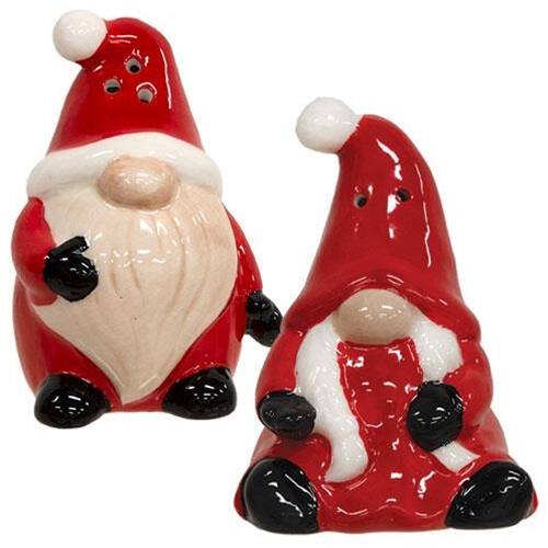 BreeBe *2/Set Mr. & Mrs. Santa Gnome Salt & Pepper Shakers Red, White ...