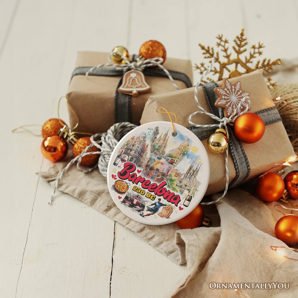 OrnamentallyYou Illustrated Barcelona Landmarks Ornament Spain Travel ...
