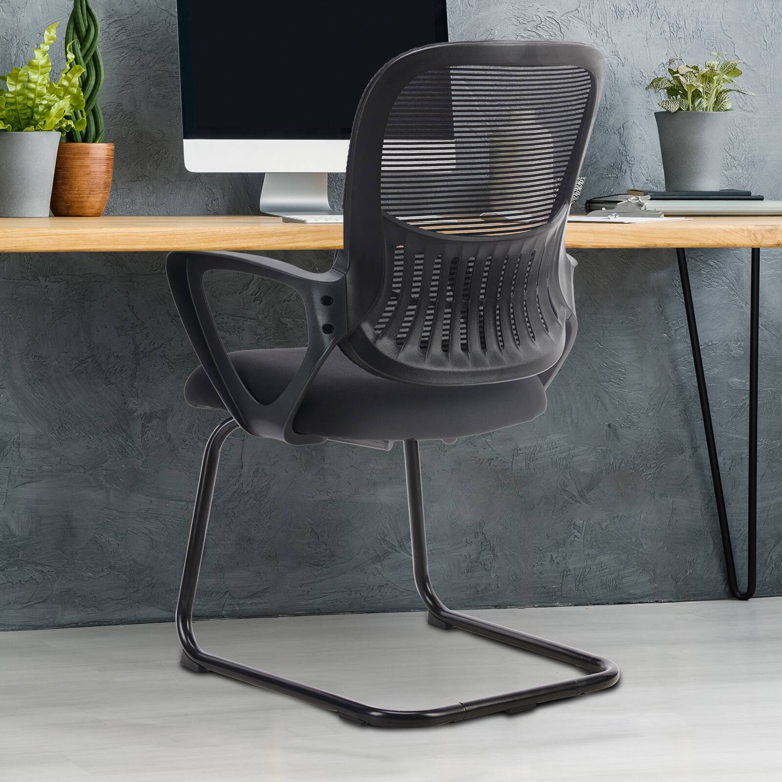 Spaco Sled Base Office Chair No Wheels, Ergonomic Executive Mesh with ...