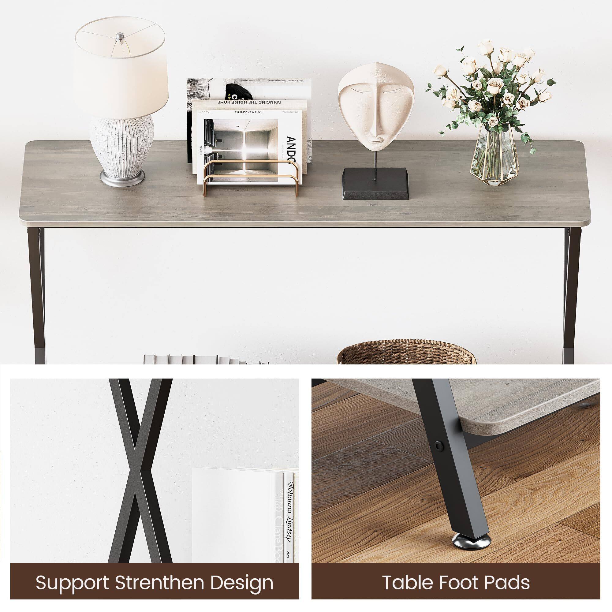 Jojoka Narrow Console Table, 41" Wide Behind Couch Table, 2 Tier ...